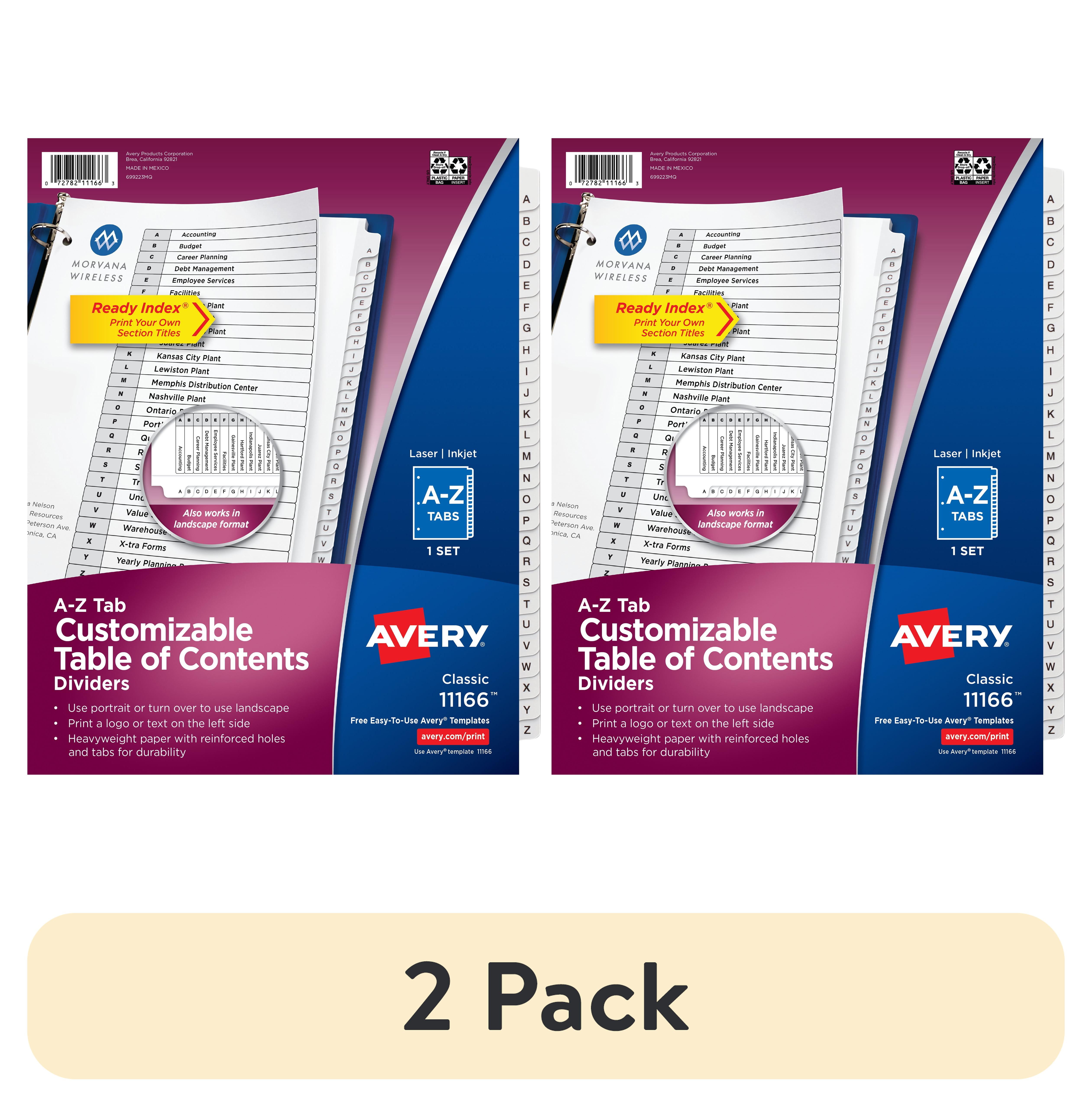 (2 pack) Avery Extra-Wide Dividers, 26 Tabs, Ready Index (11166 ...