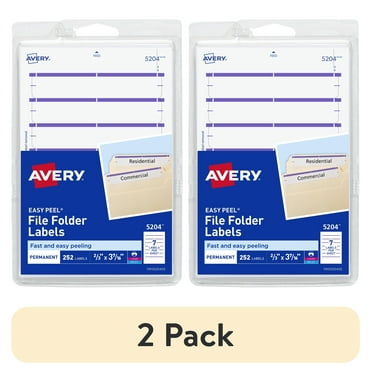 Avery File Folder Labels, 1/3 Cut, 2/3" x 3-7/16", Paper, White, Laser ...