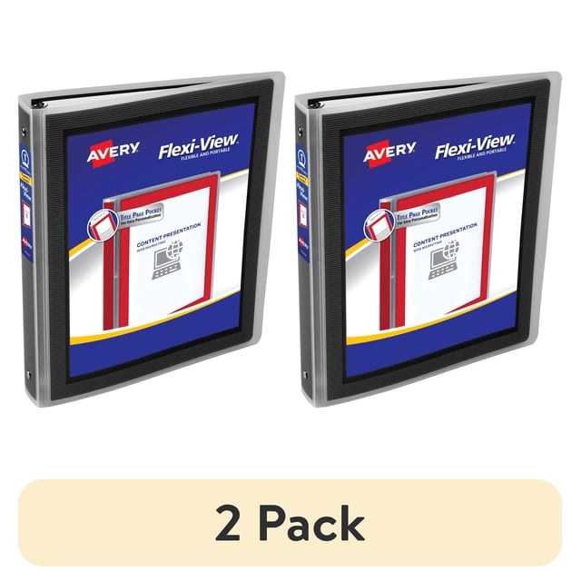 (2 pack) Avery® Flexi-View™ Binder, With Poly Extended Cover, 1" Rings ...