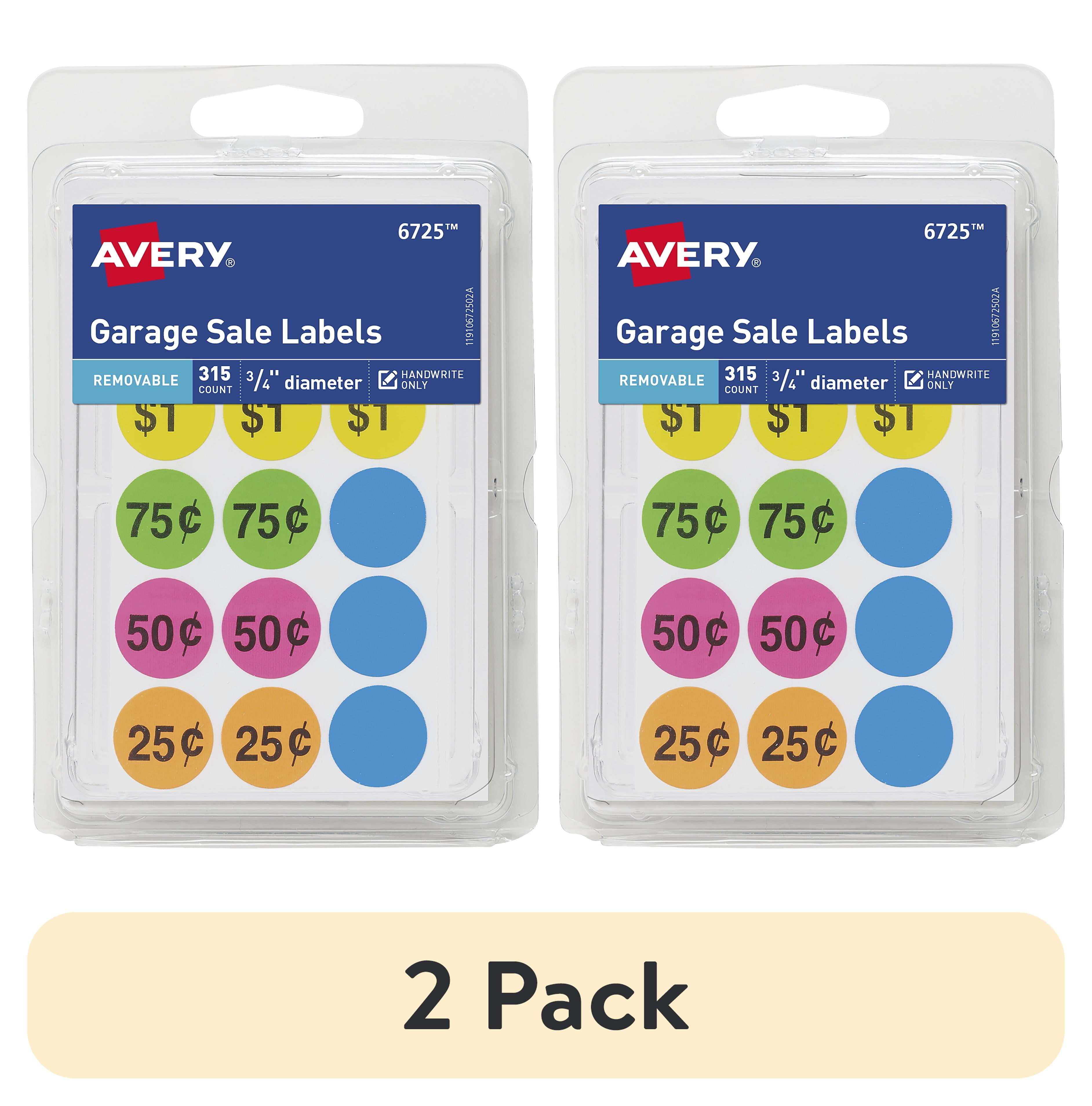 (2 pack) Avery Garage Sale Labels, Prepriced, 3/4" Round, Paper ...