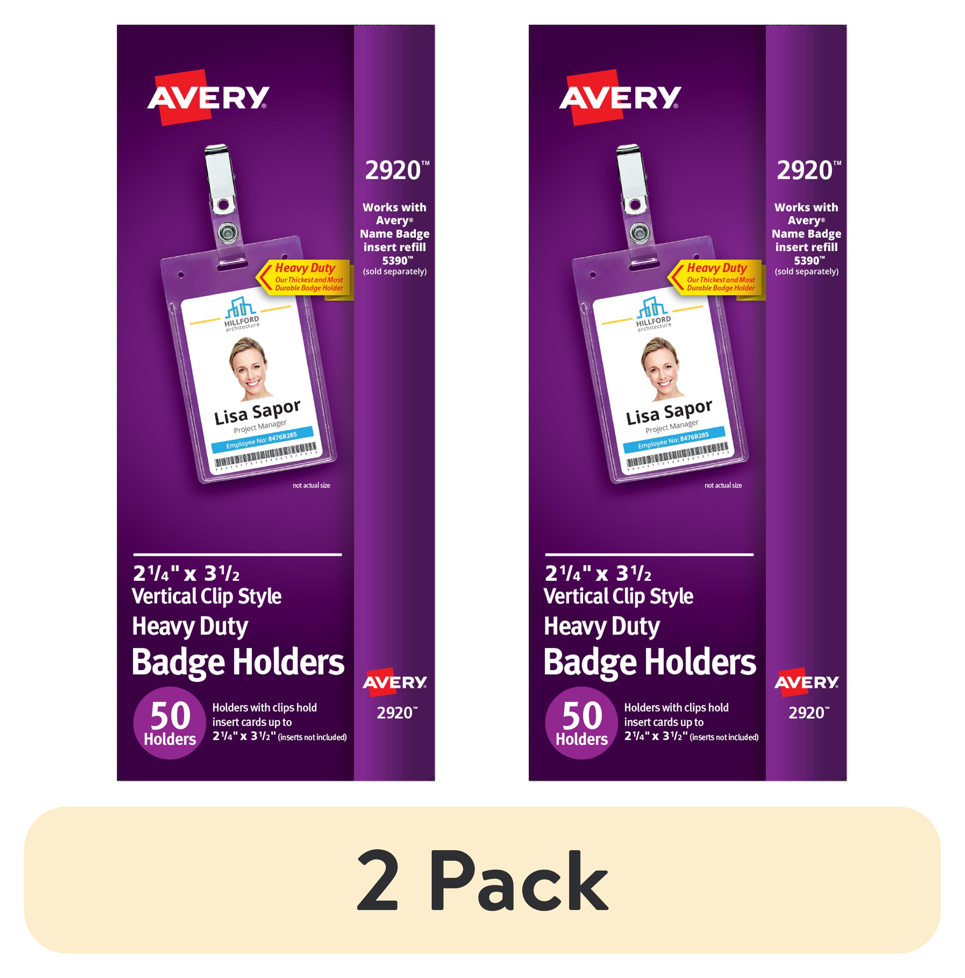 (2 pack) Avery Heavy Duty Badge Holders with Clips, 3.5" x 2.25" (2920 ...