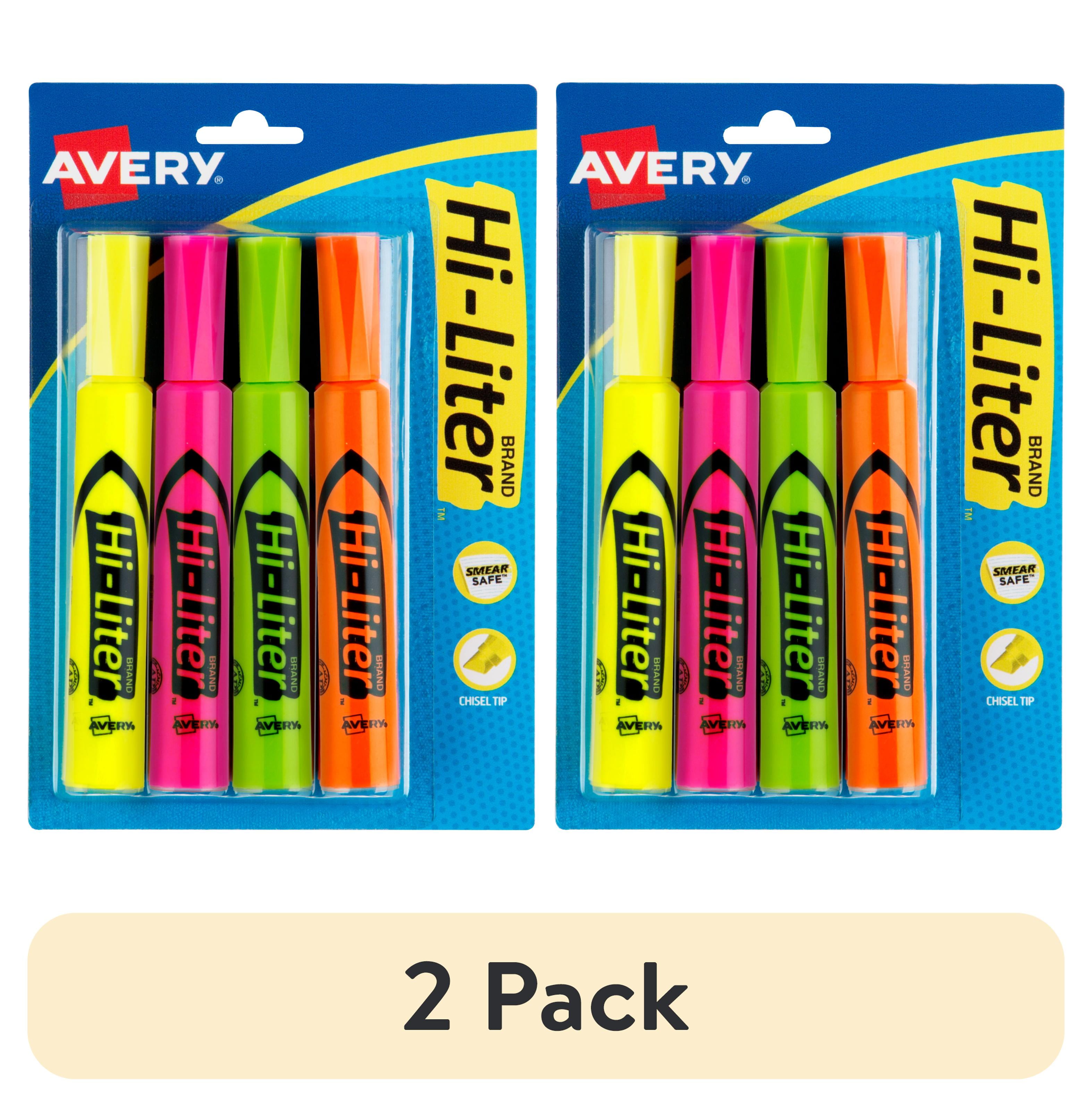 (2 pack) Avery Hi-Liter, Desk-Style, Assorted Colors, 4 Count (24063 ...