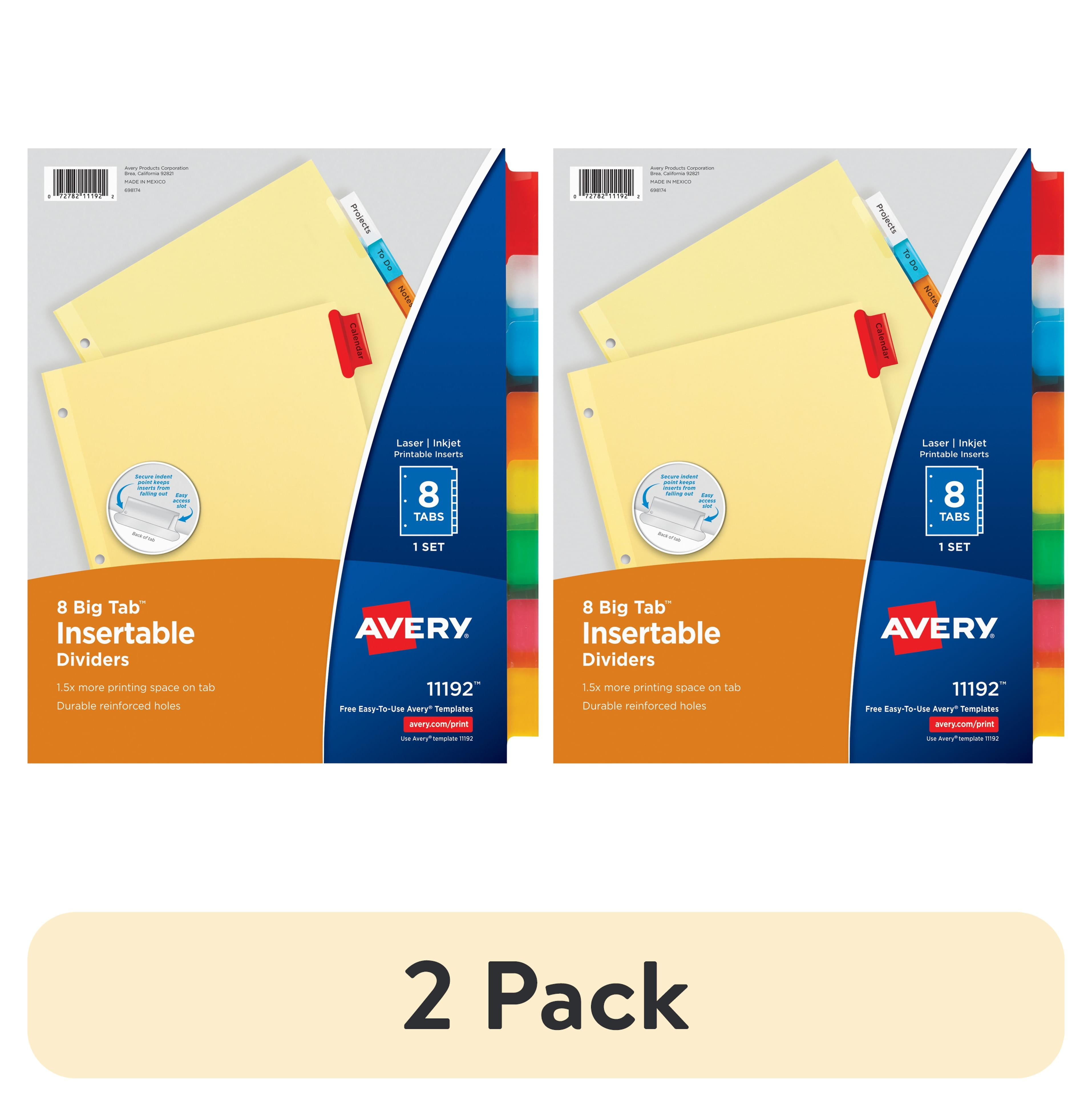 (2 pack) Avery Insertable Divider, 8-Tab, Paper, Buff Color Body ...
