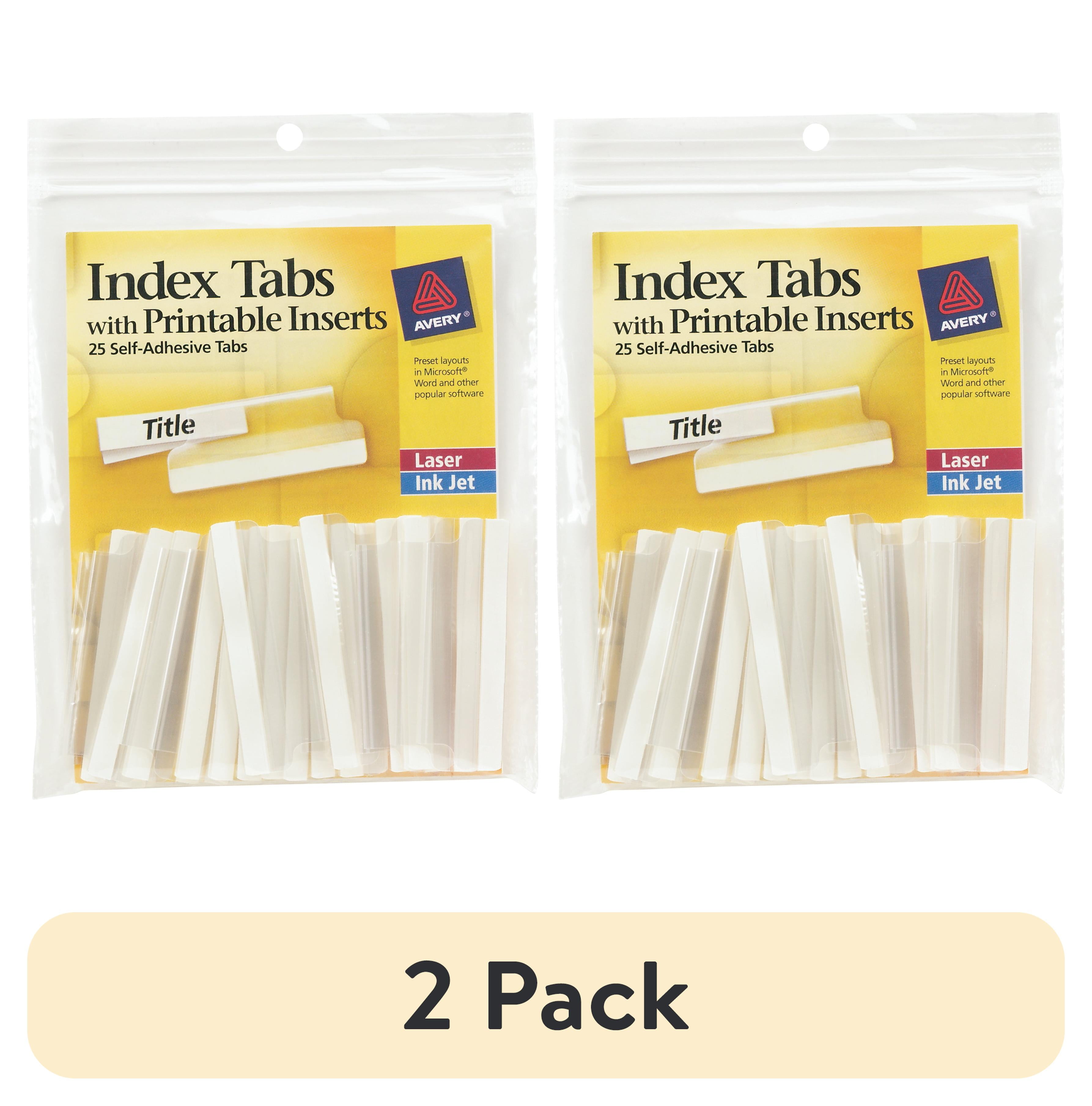 (2 pack) Avery Insertable Tabs, Self-Adhesive, Printable Inserts, 2 ...
