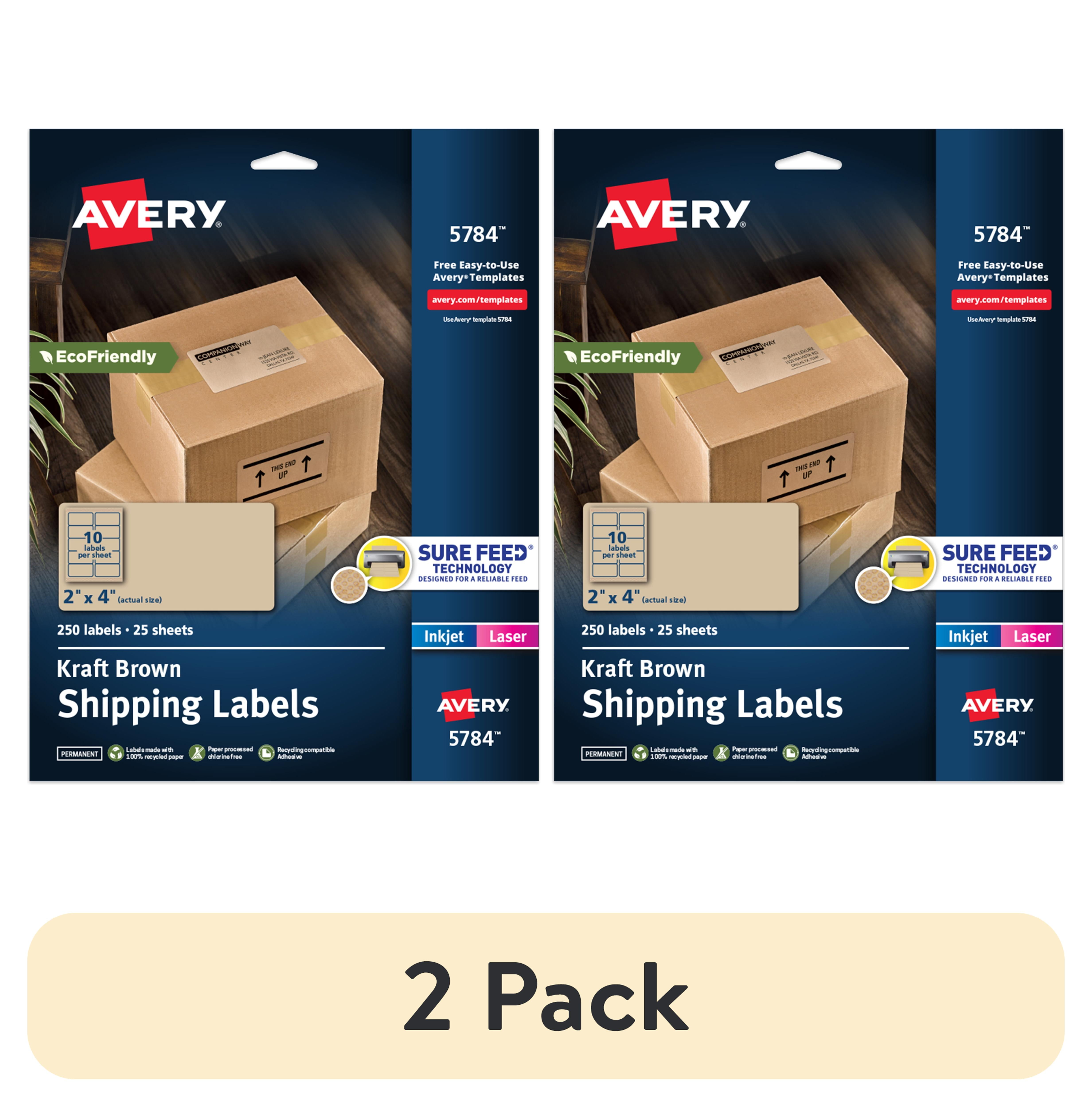(2 pack) Avery Kraft Brown Rectangle Labels, 2" x 4", 250ct (5784 ...