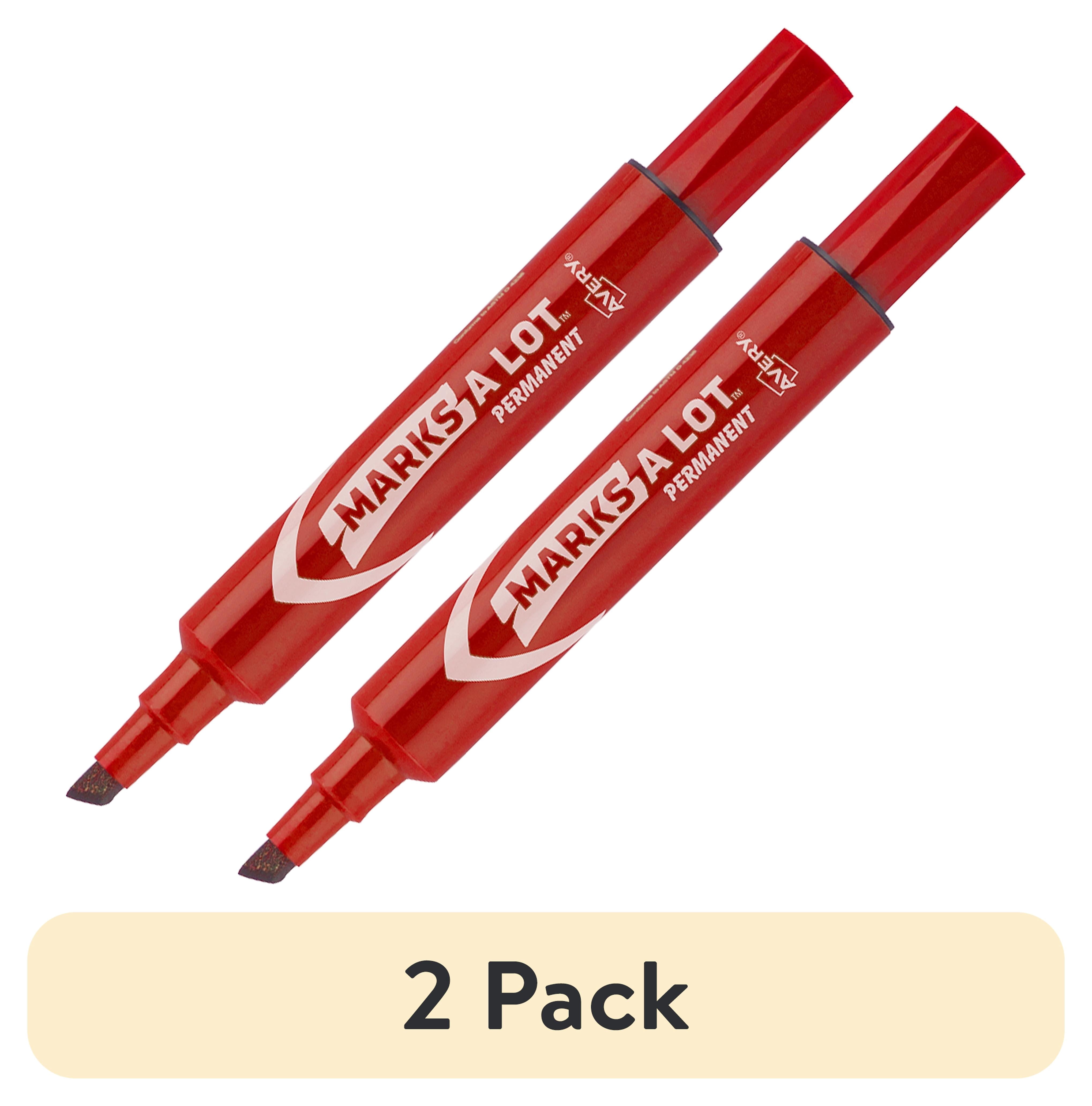 (2 pack) Avery Marks-A-Lot Permanent Markers Dozen, Chisel Point, Red ...