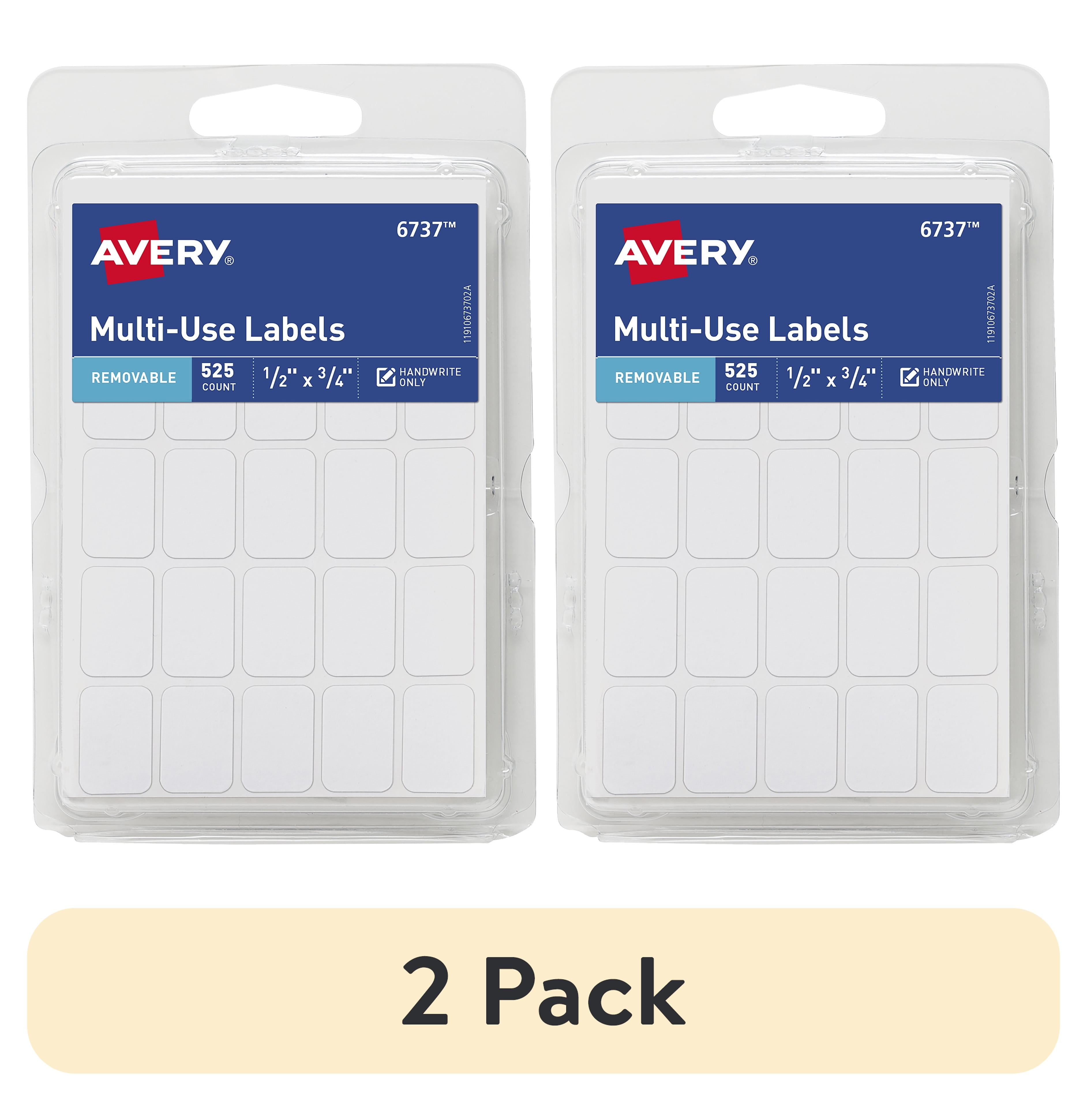(2 pack) Avery Multi-Use Labels, 1/2" x 3/4", Paper, Removable, White, Handwrite, 525 Labels ...