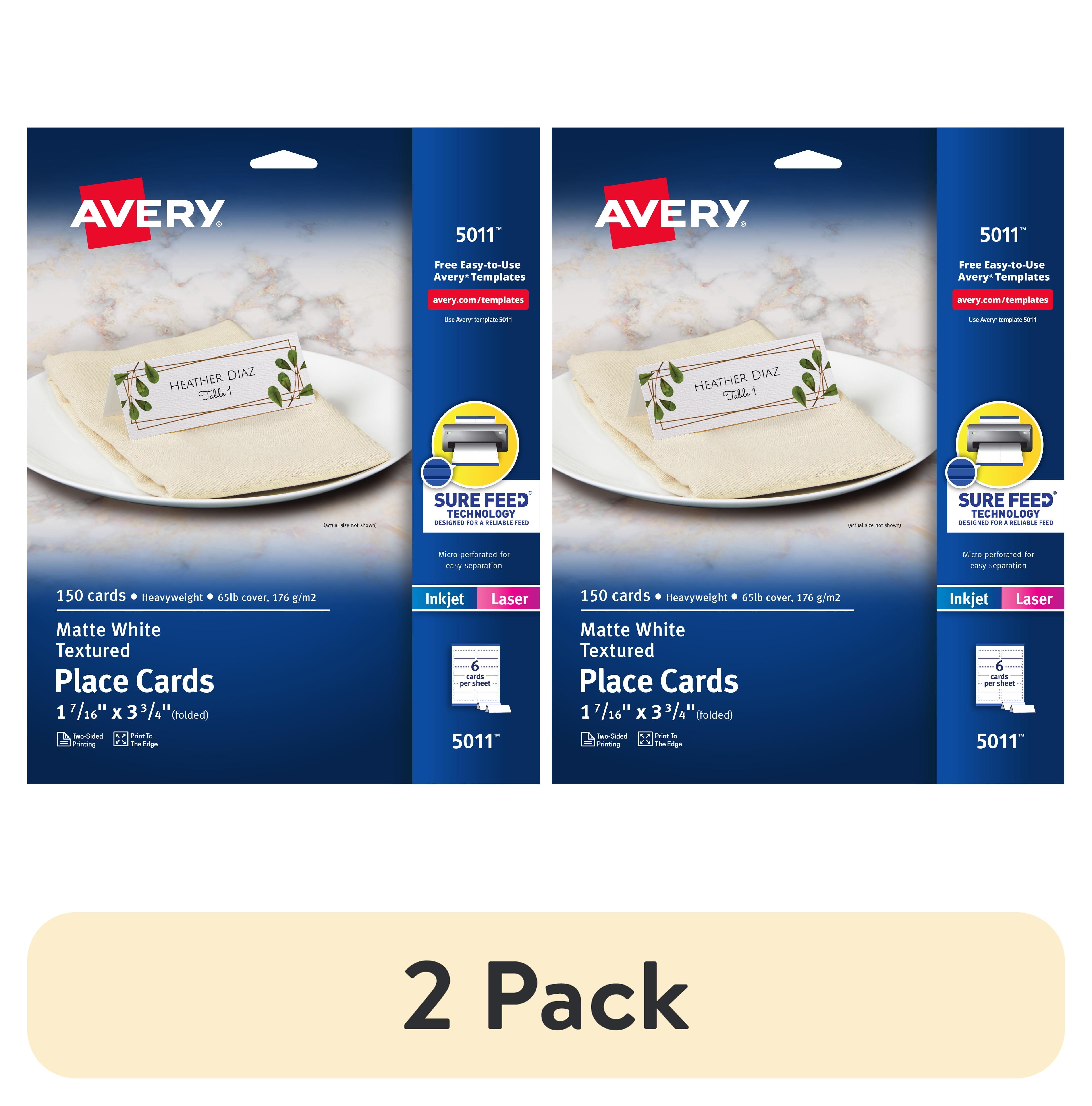 (2 pack) Avery Place Cards, 1-7/16" x 3-3/4", White, 150 Tent Cards ...