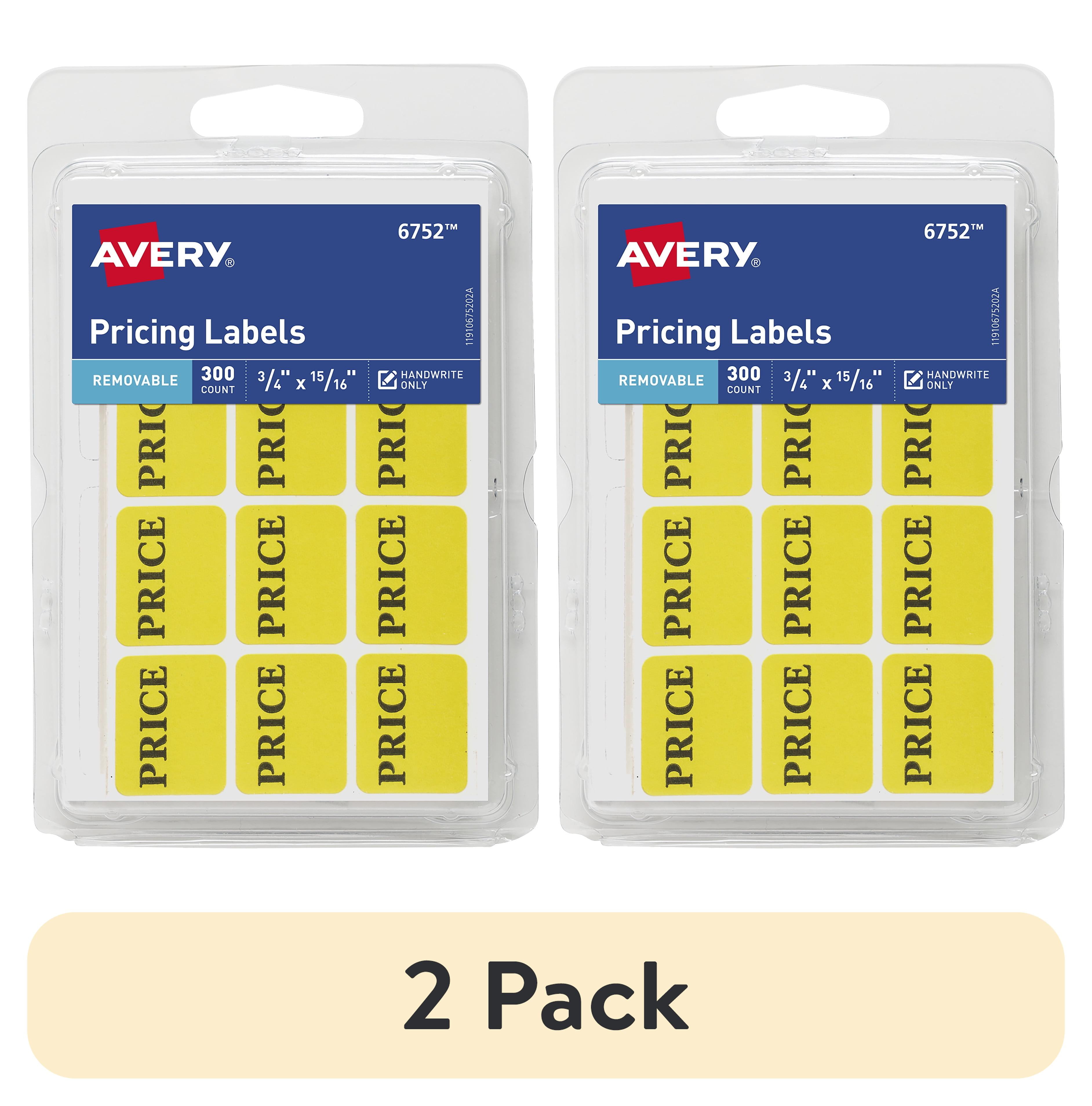 (2 pack) Avery Pricing Labels, 3/4" x 15/16", Paper, Removable, Yellow ...