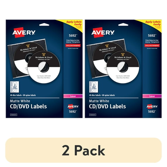 (1 pack) Avery Printable CD Labels, 40 CD Labels & 80 Spine Labels ...