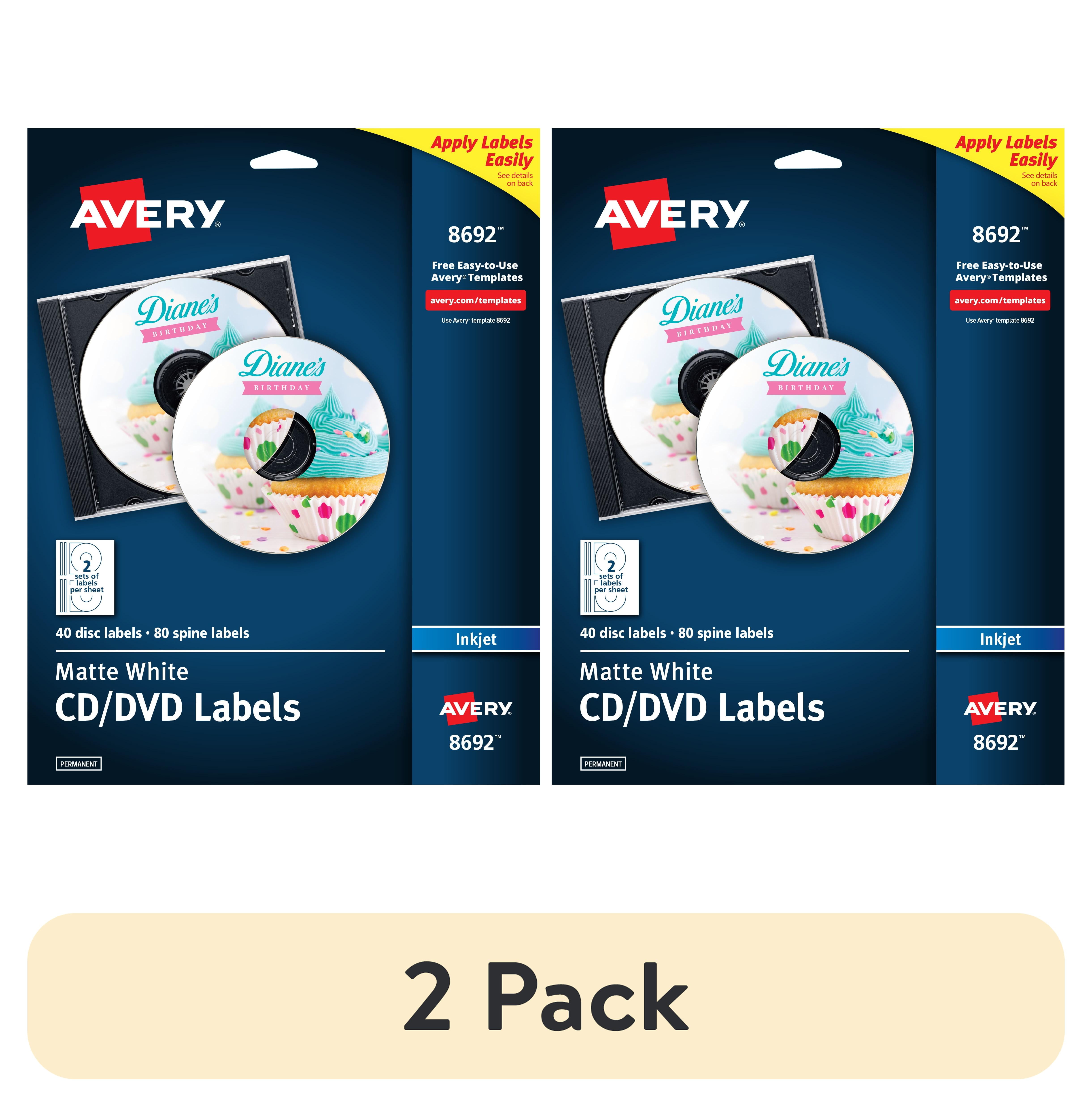 (2 pack) Avery Printable CD Labels, 40 CD Labels & 80 Spine Labels ...