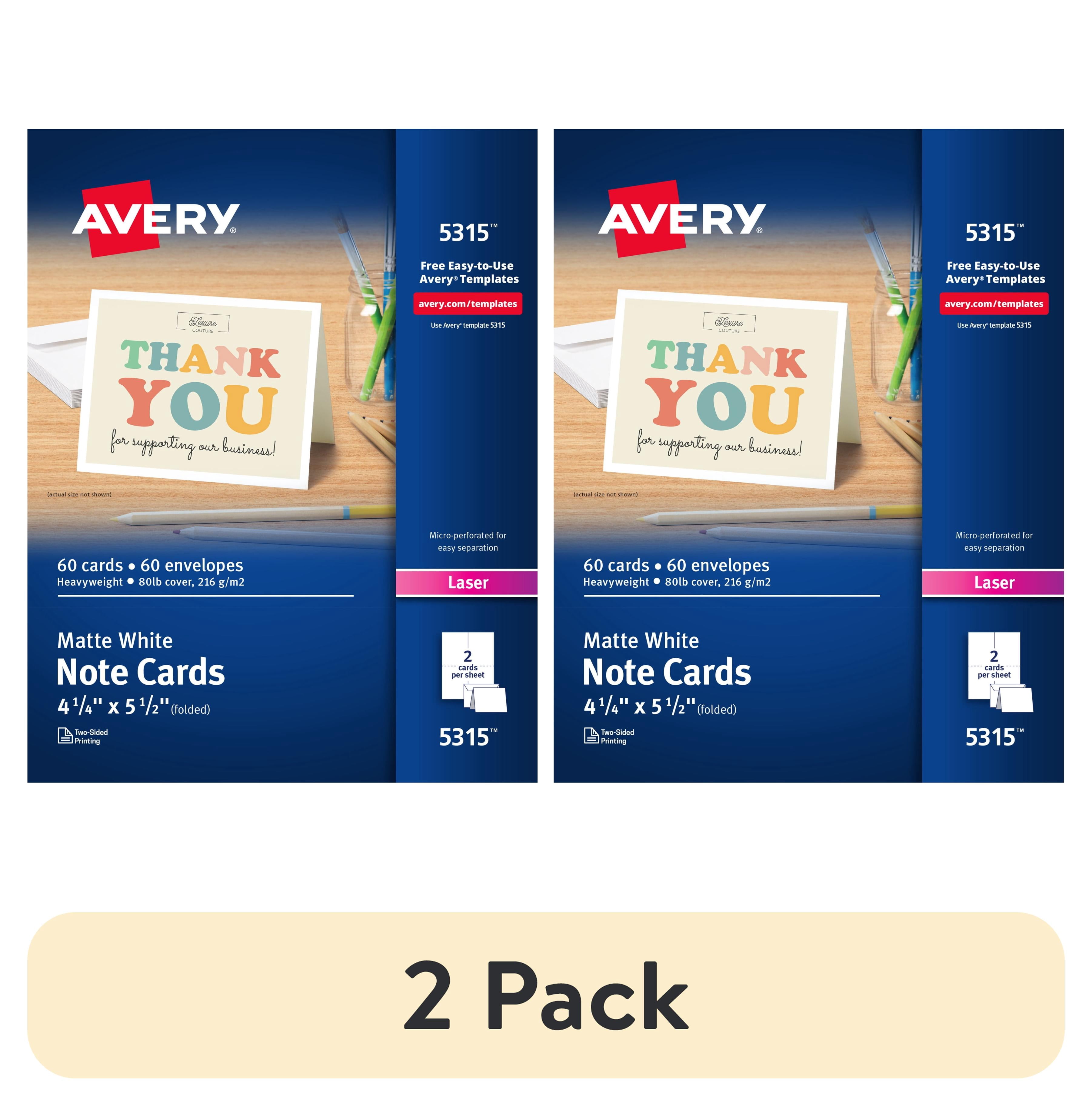 (2 pack) Avery Note Cards & Envelopes, 4.25" x 5.5", Matte, 60ct (5315 ...