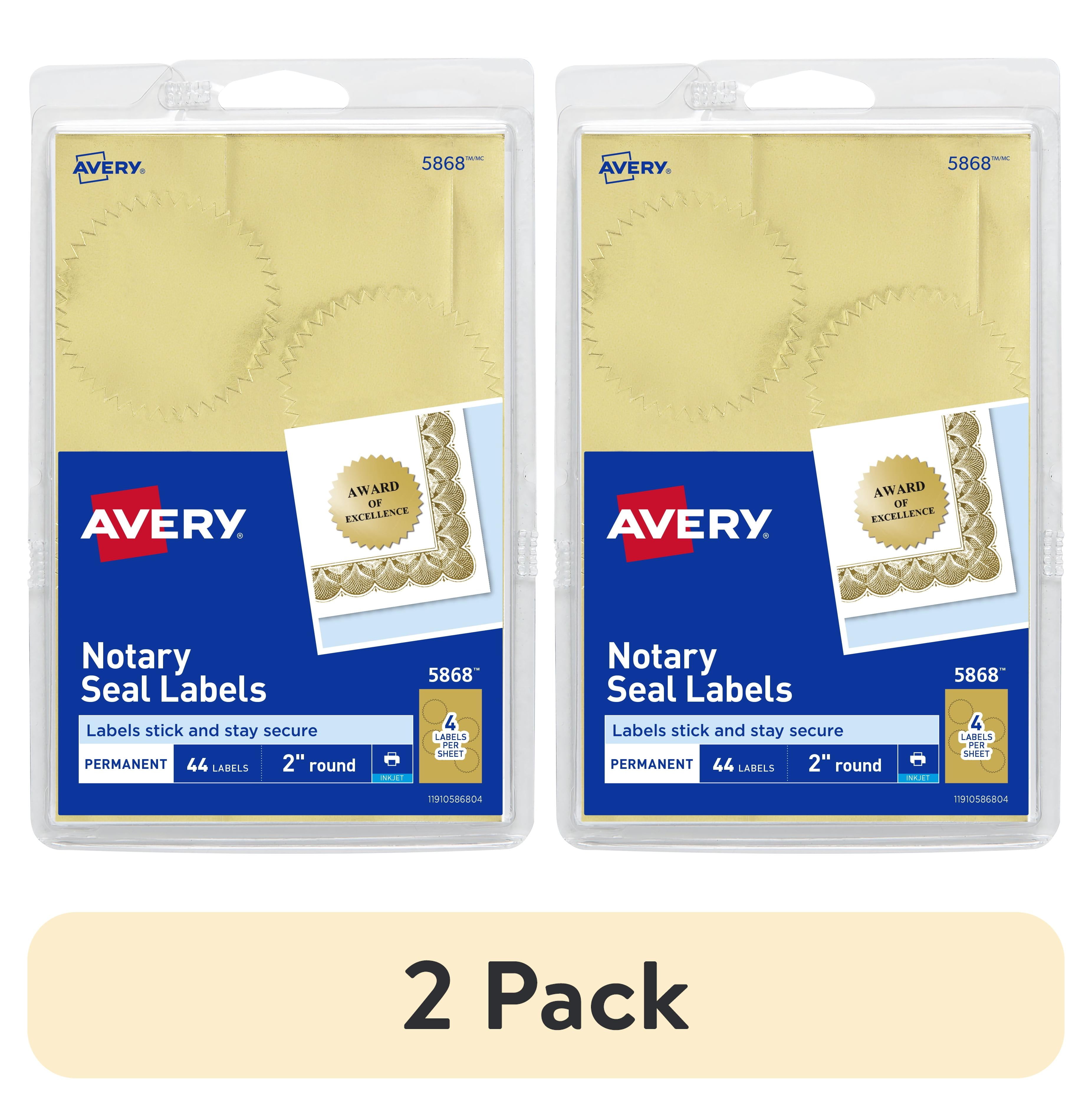 (2 pack) Avery(R) Metallic Gold Print or Write Notarial Seals for ...