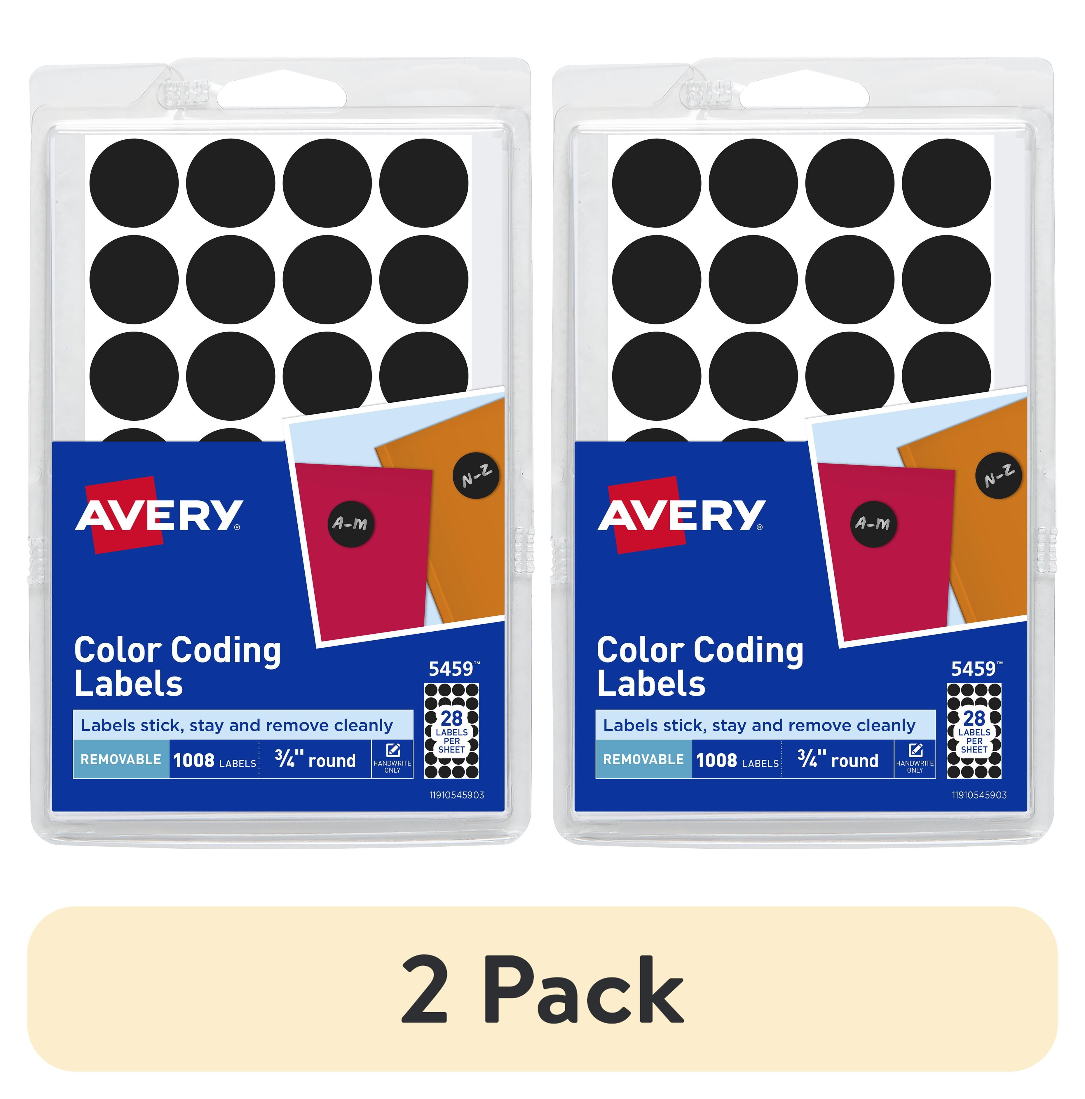 (2 pack) Avery Removable Color-Coding Labels, Black, Handwrite, 3/4 ...