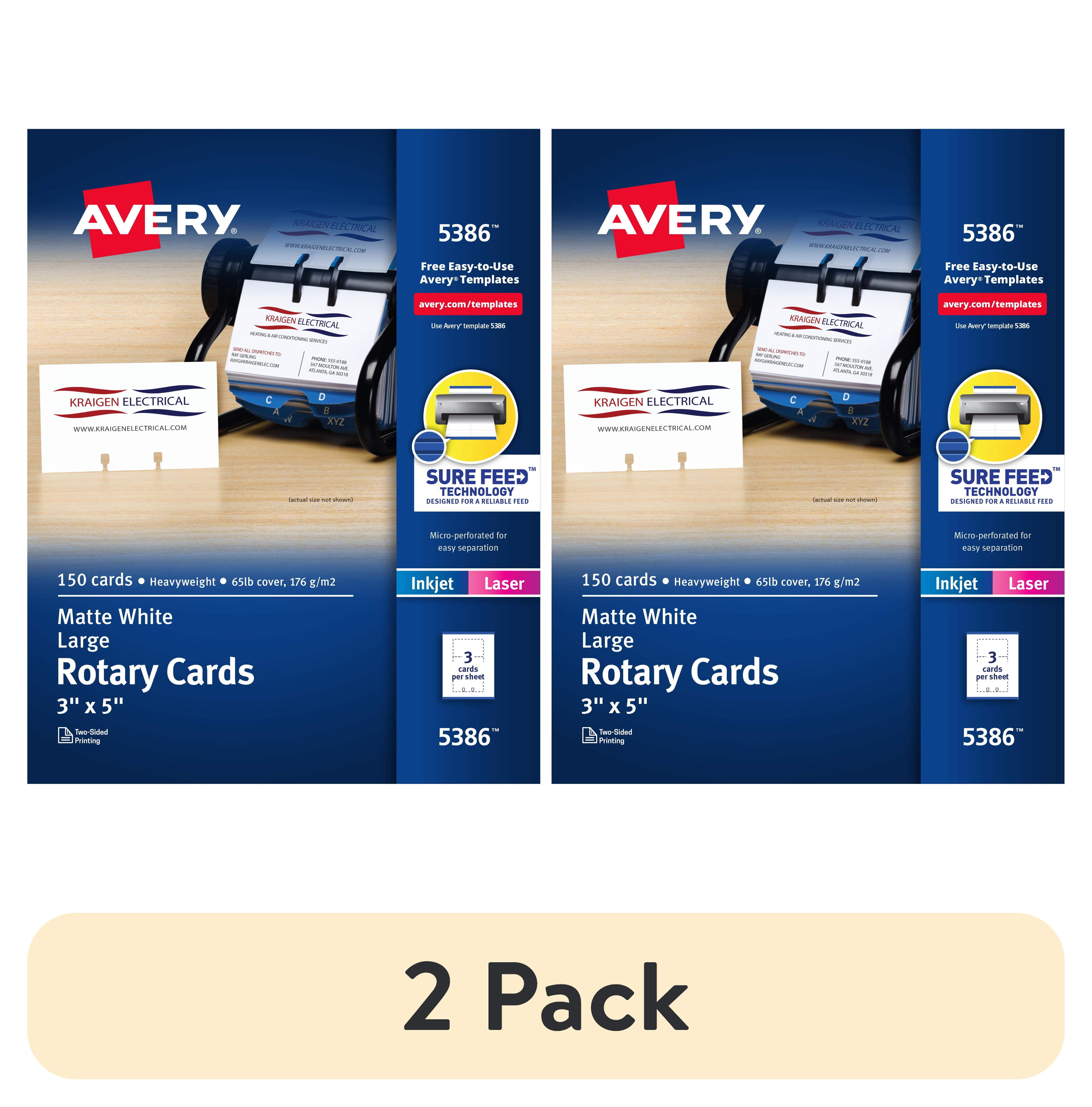 (2 pack) Avery Rotary Cards with Sure Feed, 3" x 5", White, 150 (5386 ...