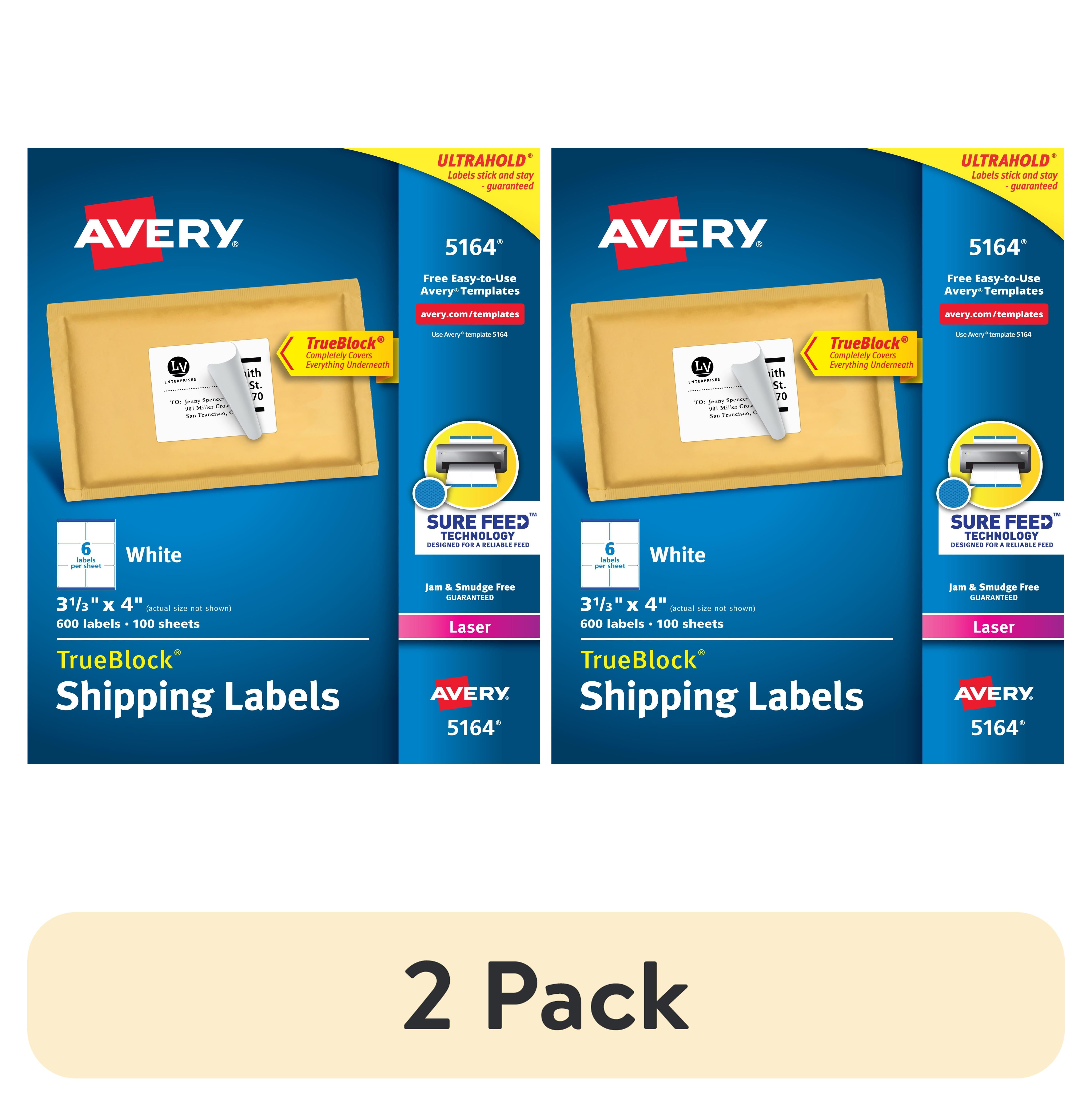 (2 pack) Avery Shipping Labels, 3-1/3" x 4", White, 600ct (5164 ...