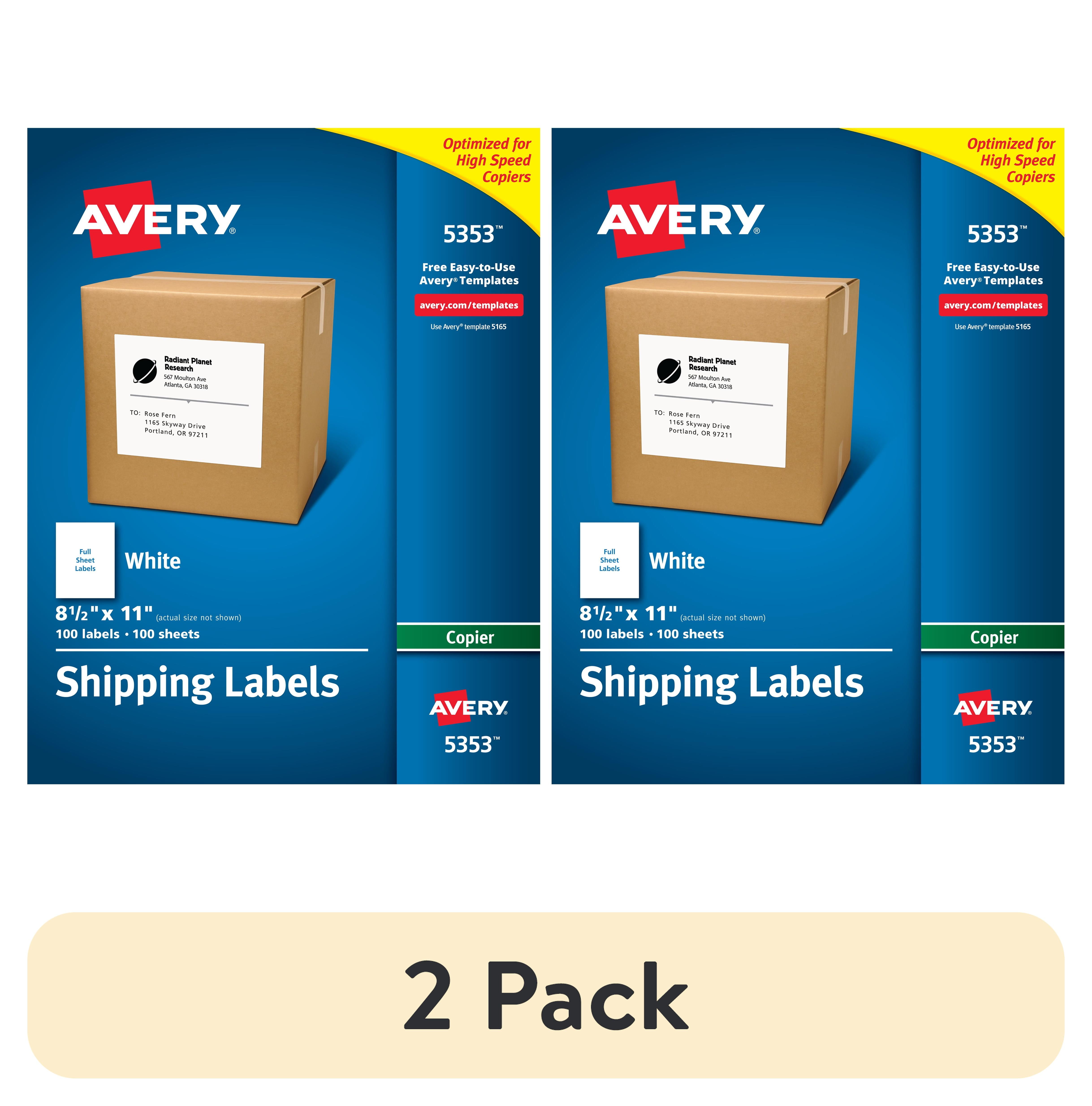 (2 pack) Avery Shipping Labels for Copiers, 8-1/2" x 11", 100 Labels ...
