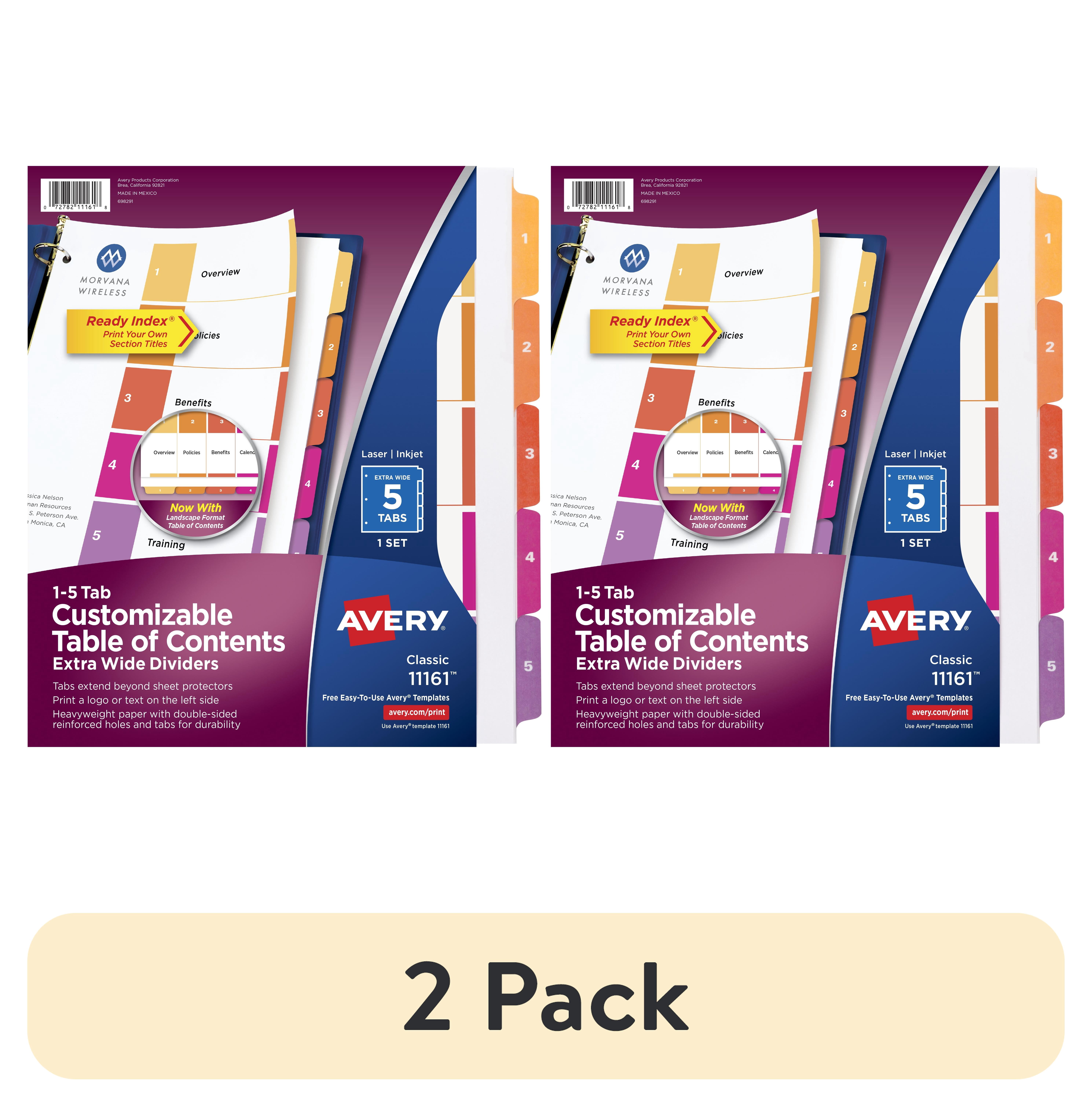 (2 pack) Avery Table of Contents Dividers, Preprinted 1-5 Multicolor ...