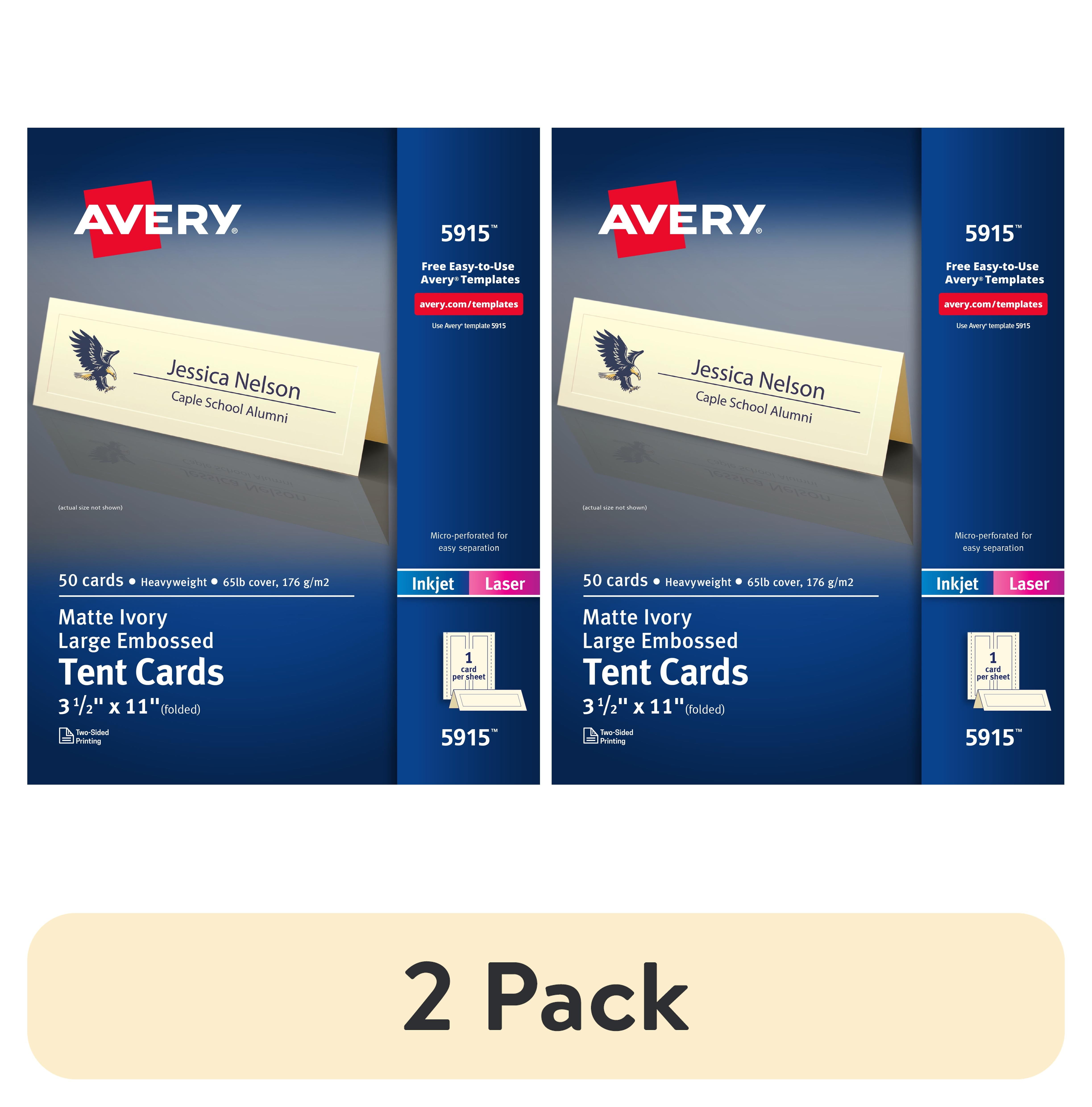 (2 pack) Avery Tent Cards, 3.5" x 11", Embossed Border, 50 Cards (5915 ...