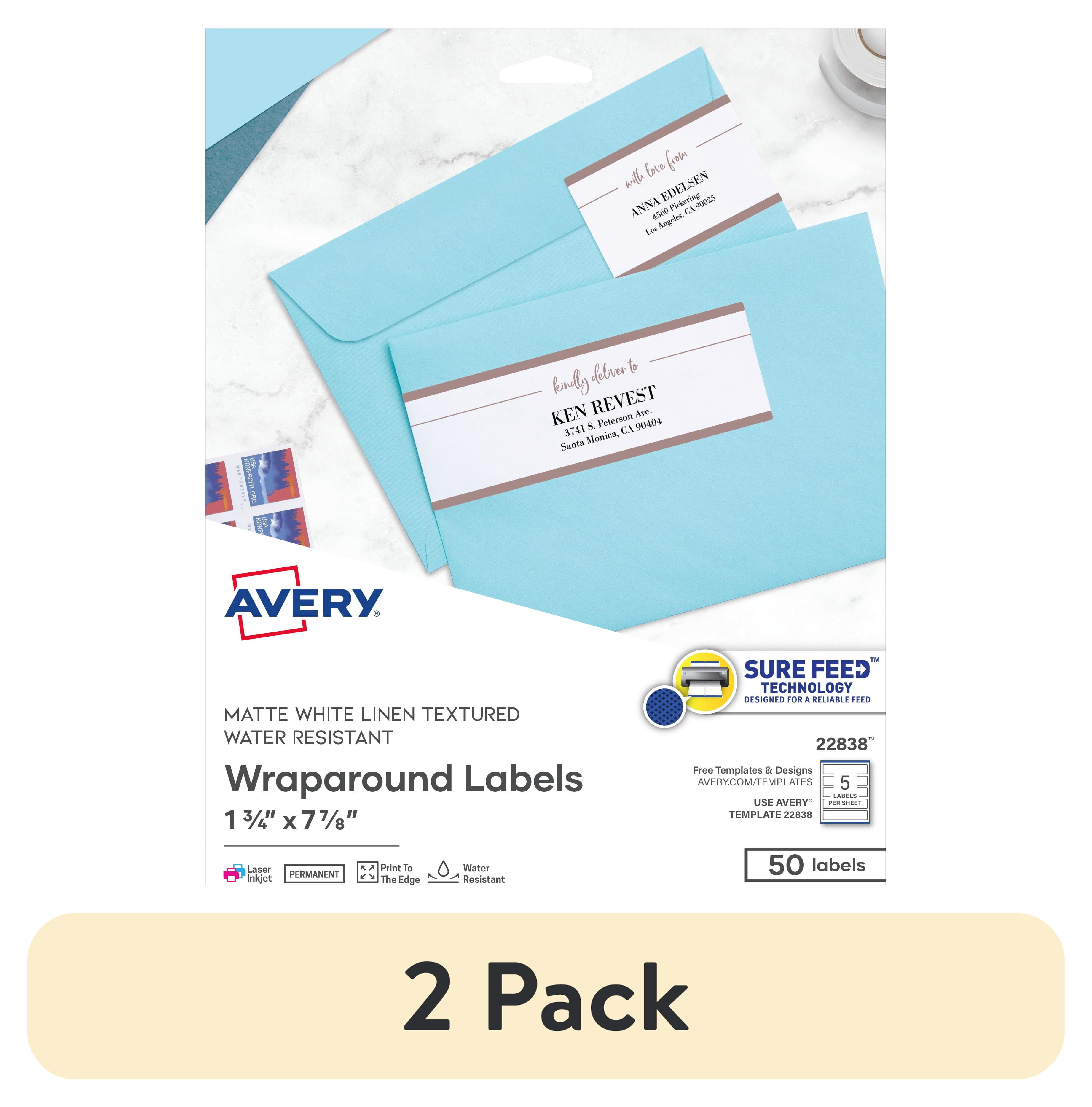 (2 pack) Avery Wraparound Labels, 7.85" x 1.75", White, 50ct (22838 ...