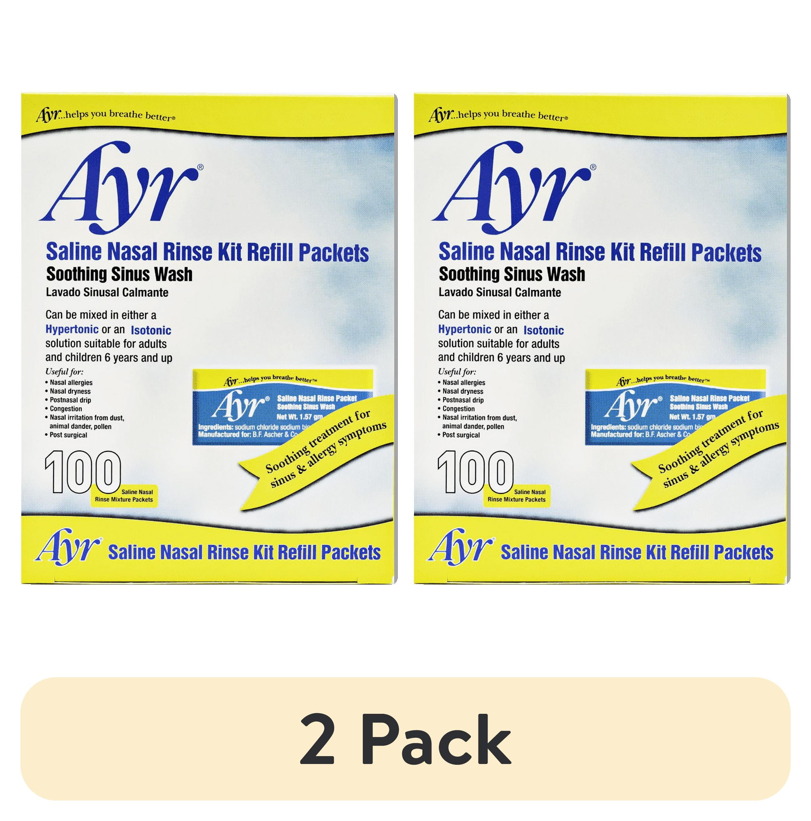 (2 pack) Ayr Saline Nasal Rinse Kit Ref 100 Count - Walmart.com