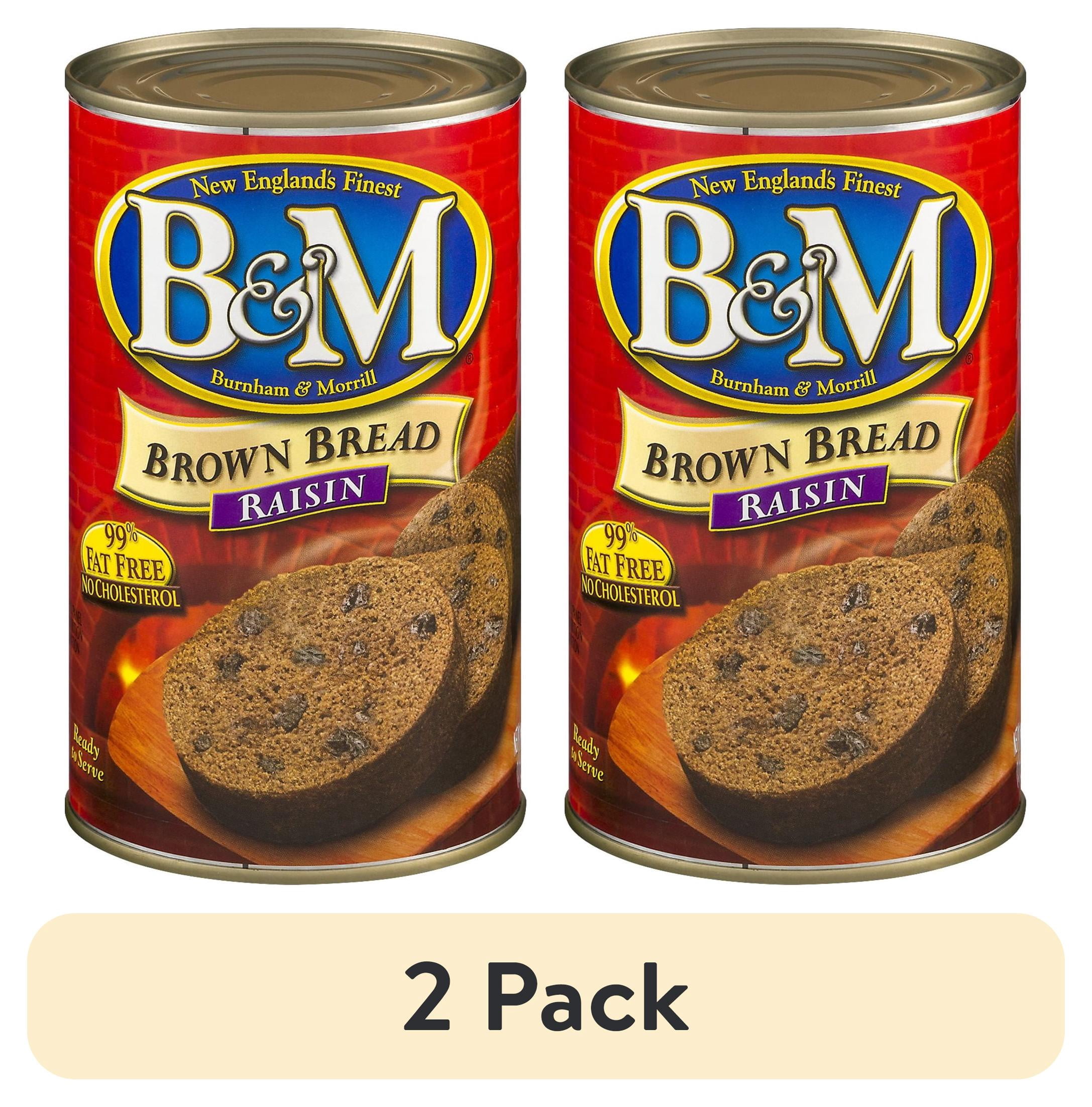 (2 pack) B&M Brown Bread Raisin, Shelf-Stable, 16 oz Can - Walmart.com
