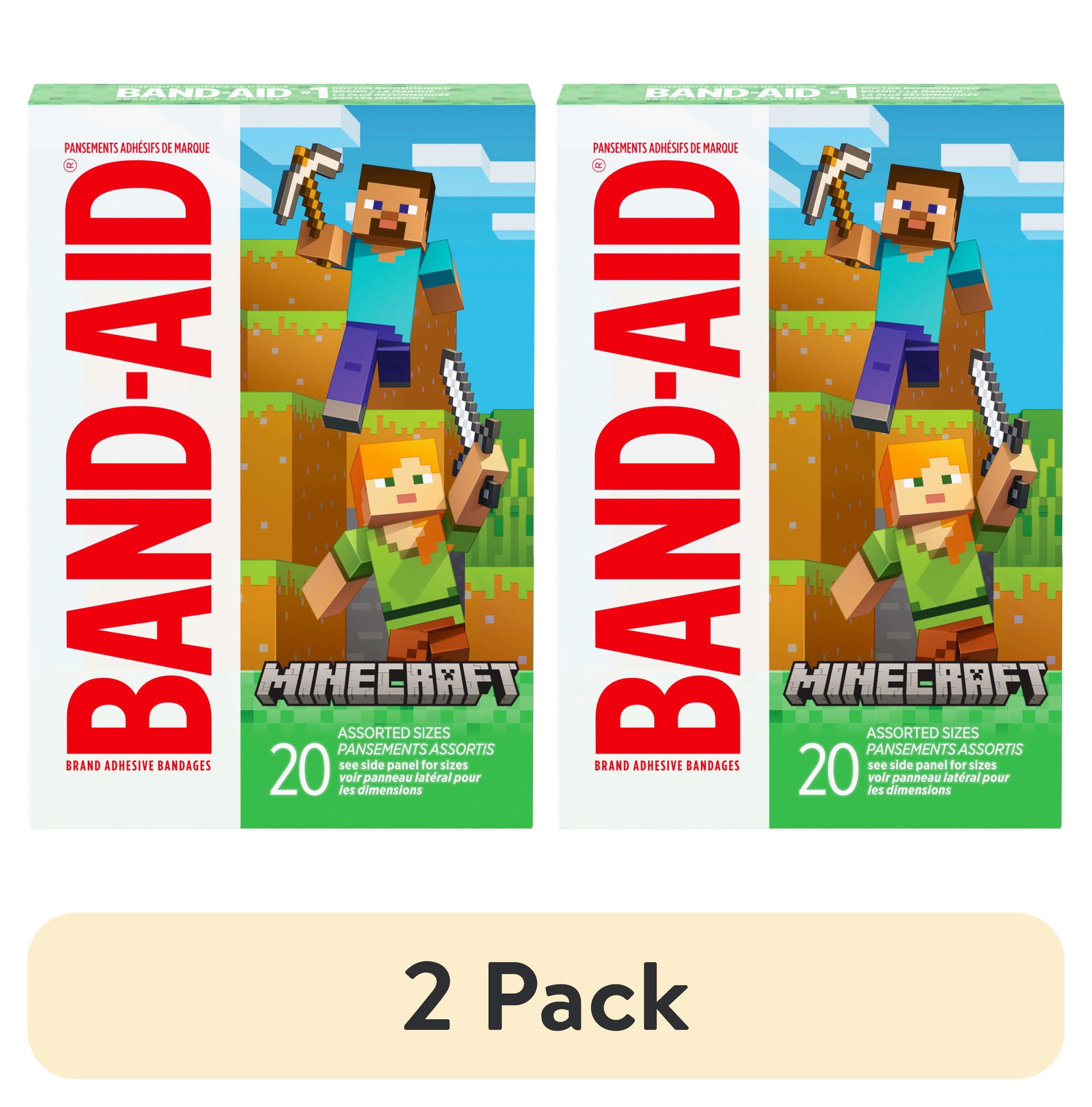 (2 pack) BAND-AID Brand Bandages for Kids, Minecraft Designs, Assorted ...