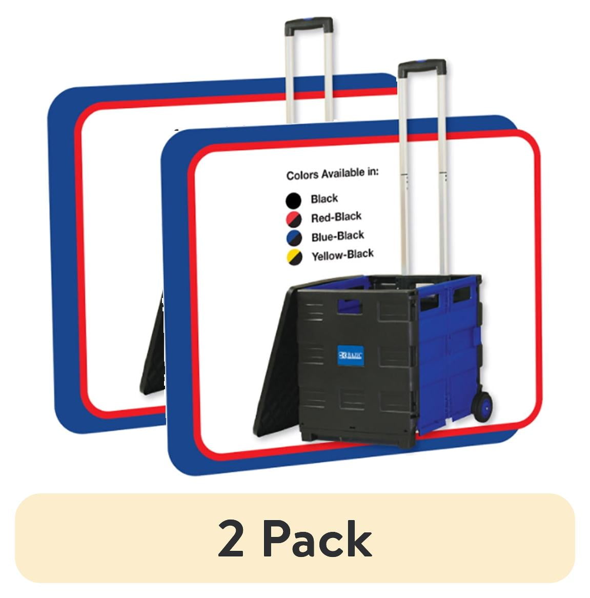(2 pack) BAZIC Products Folding Cart on Wheels w/Lid Cover, 16" x 18" x ...