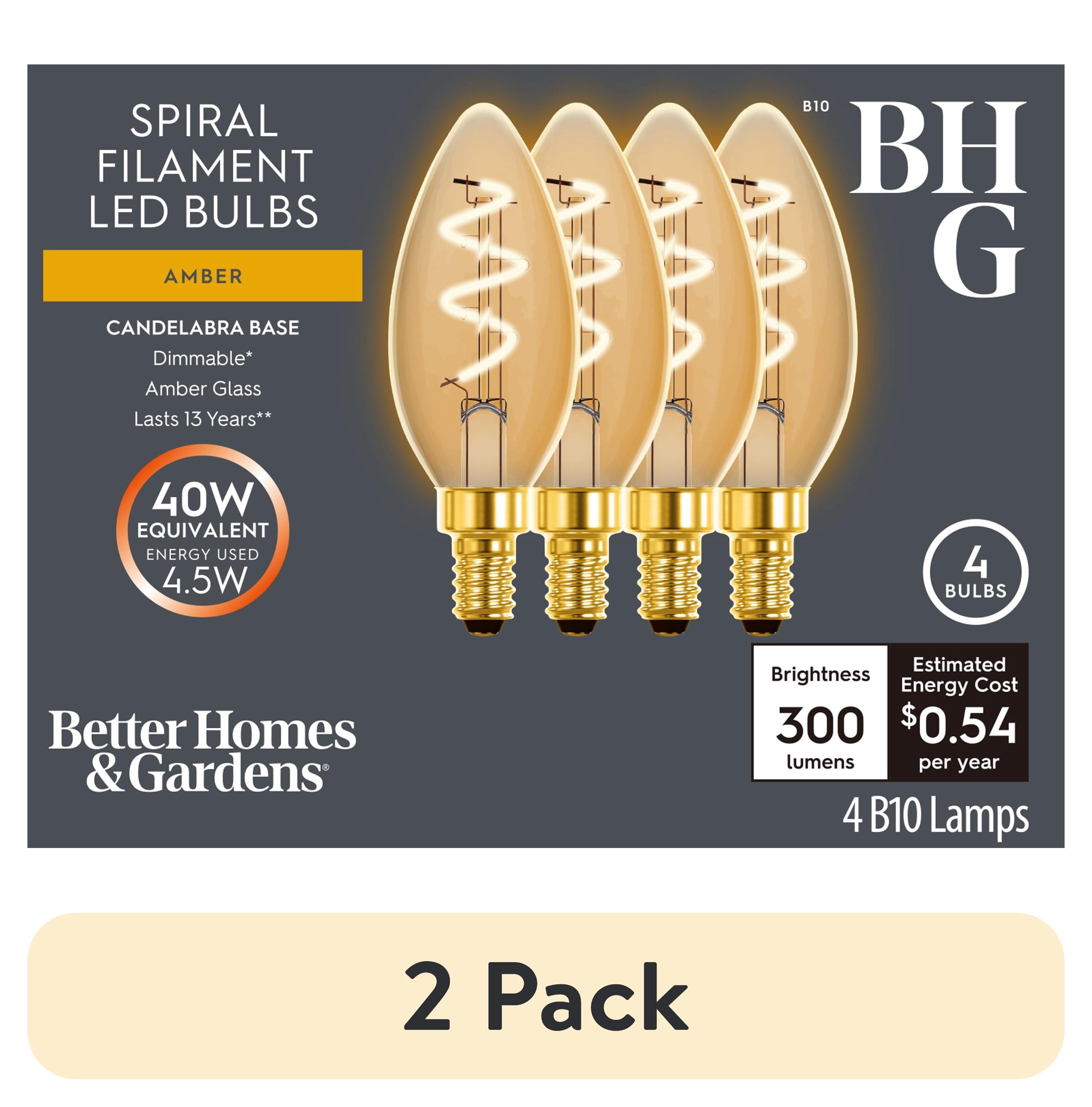 (2 pack) BH&G LED Light Bulb, 4.5 Watts (40W Equiv.) B10 Candle Bulb ...