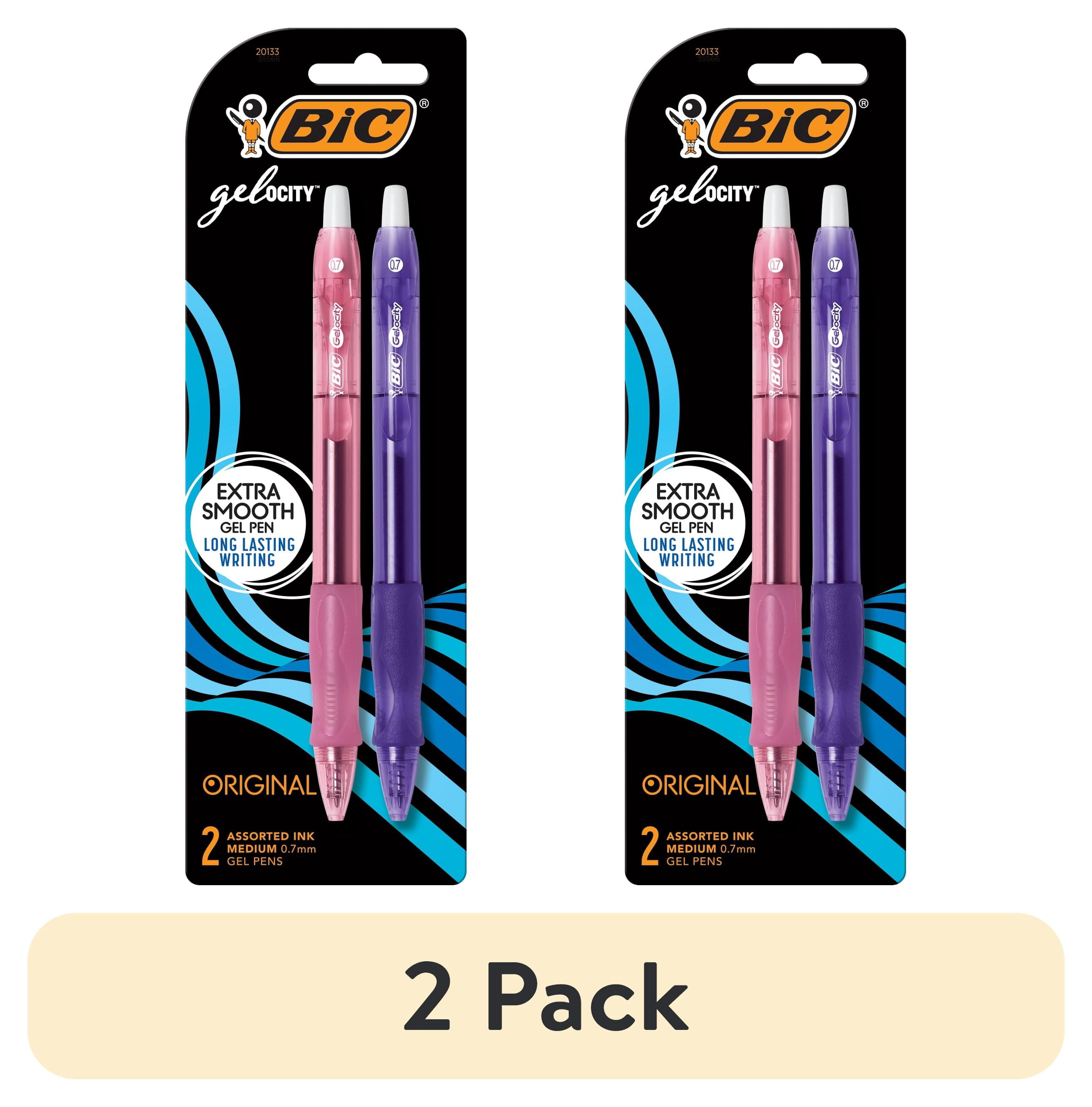 (2 pack) BIC Gelocity Original Retractable Fashion Gel Pen, Medium ...