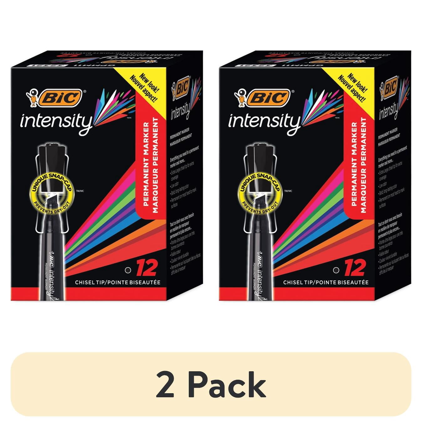 (2 pack) BIC Marking Chisel Tip Permanent Marker, Tuxedo Black, Dozen ...