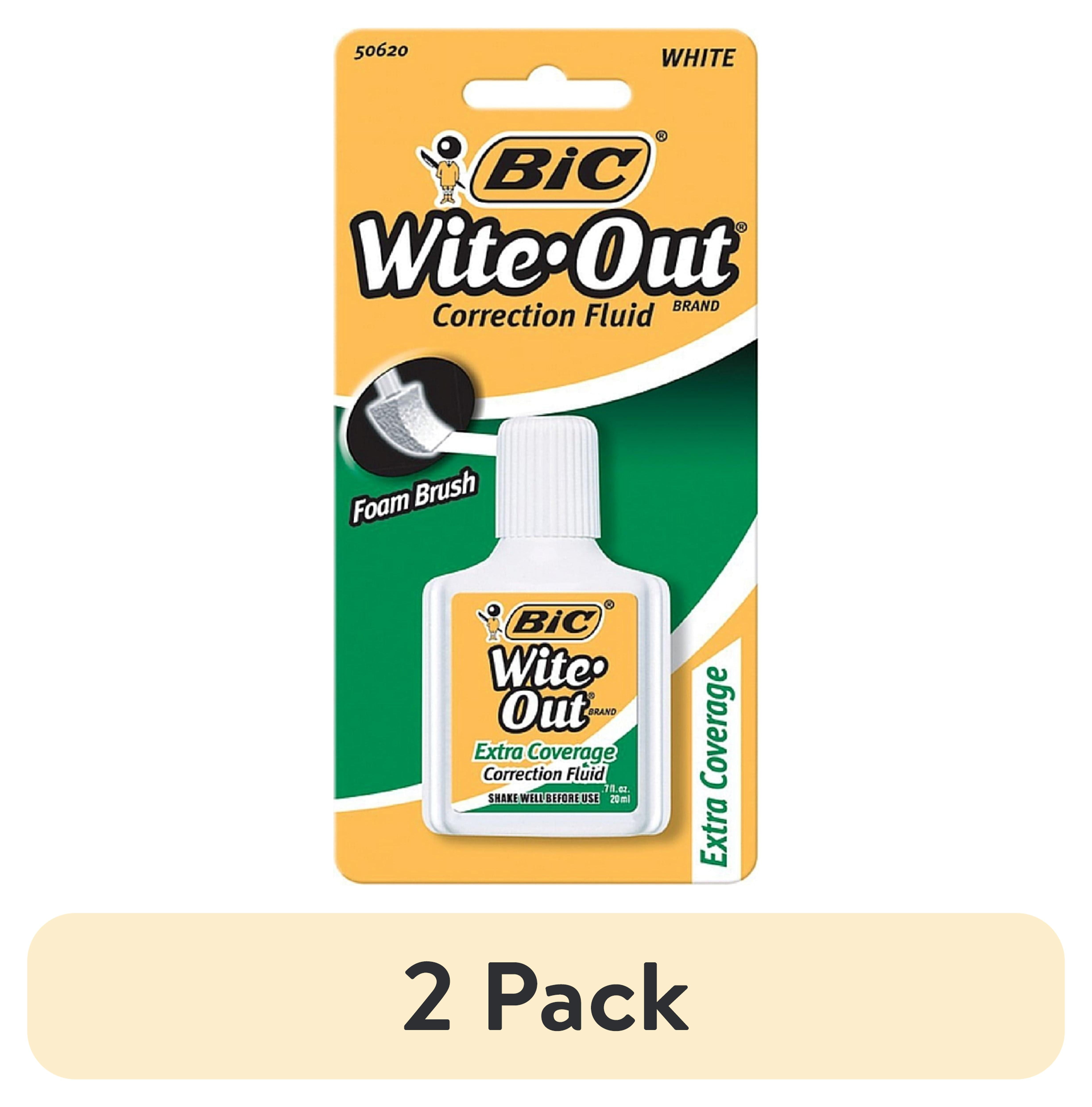 (2 pack) BIC Wite-Out Brand Extra Coverage Correction Fluid, 20 ml, White, 1 Count - Walmart.com