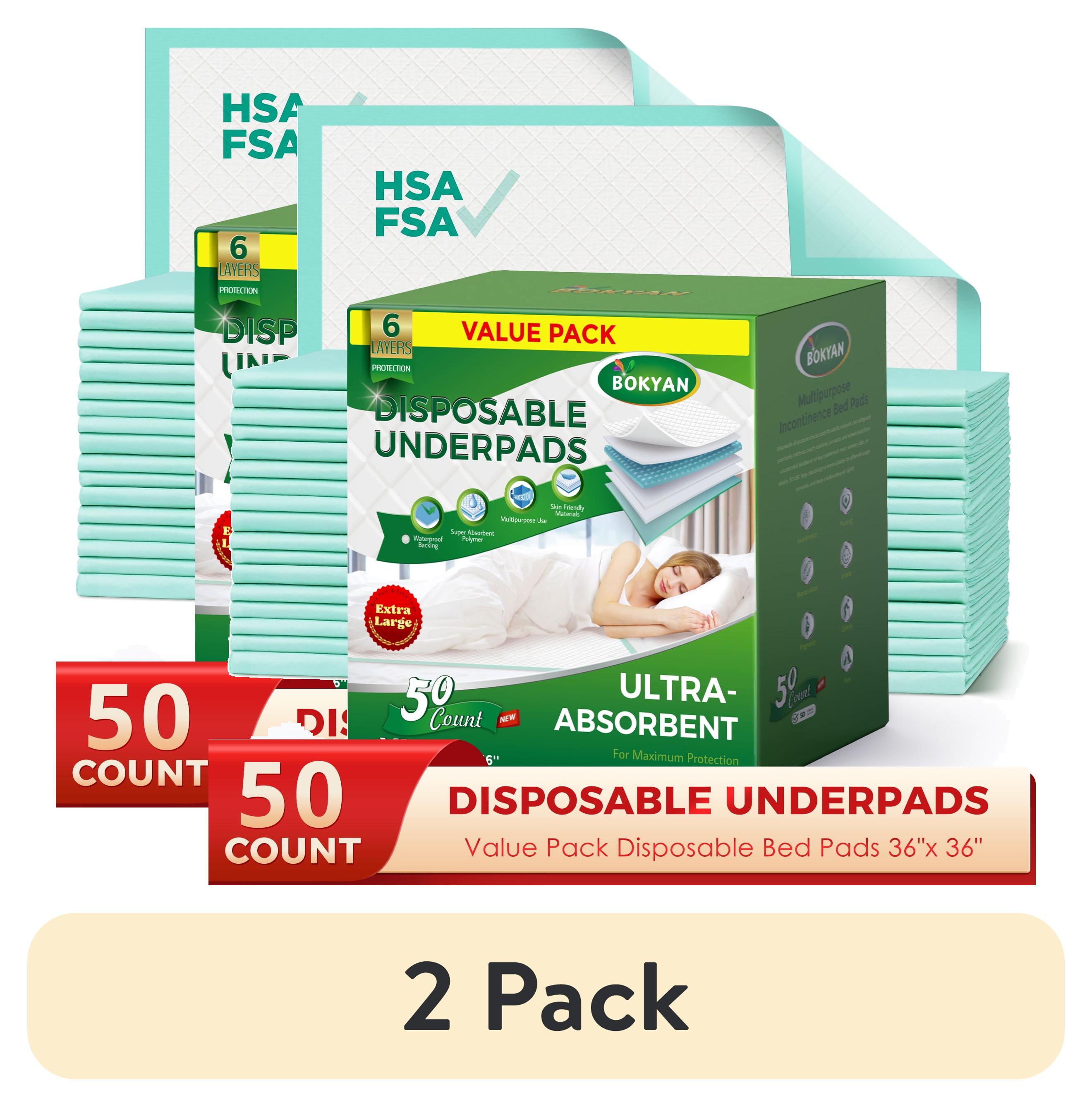 (2 pack) BOKYAN Bed Pads for Incontinence Disposable, 36 x 36 ...