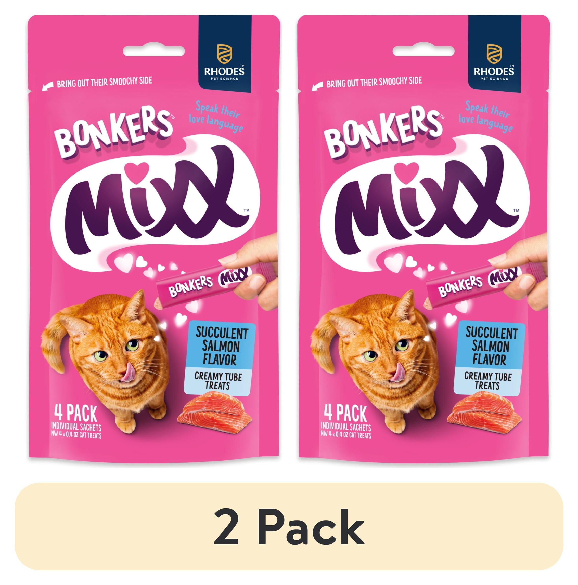 (2 pack) BONKERS Mixx, Wet Lickable Tube Succulent Salmon Flavored Cat ...