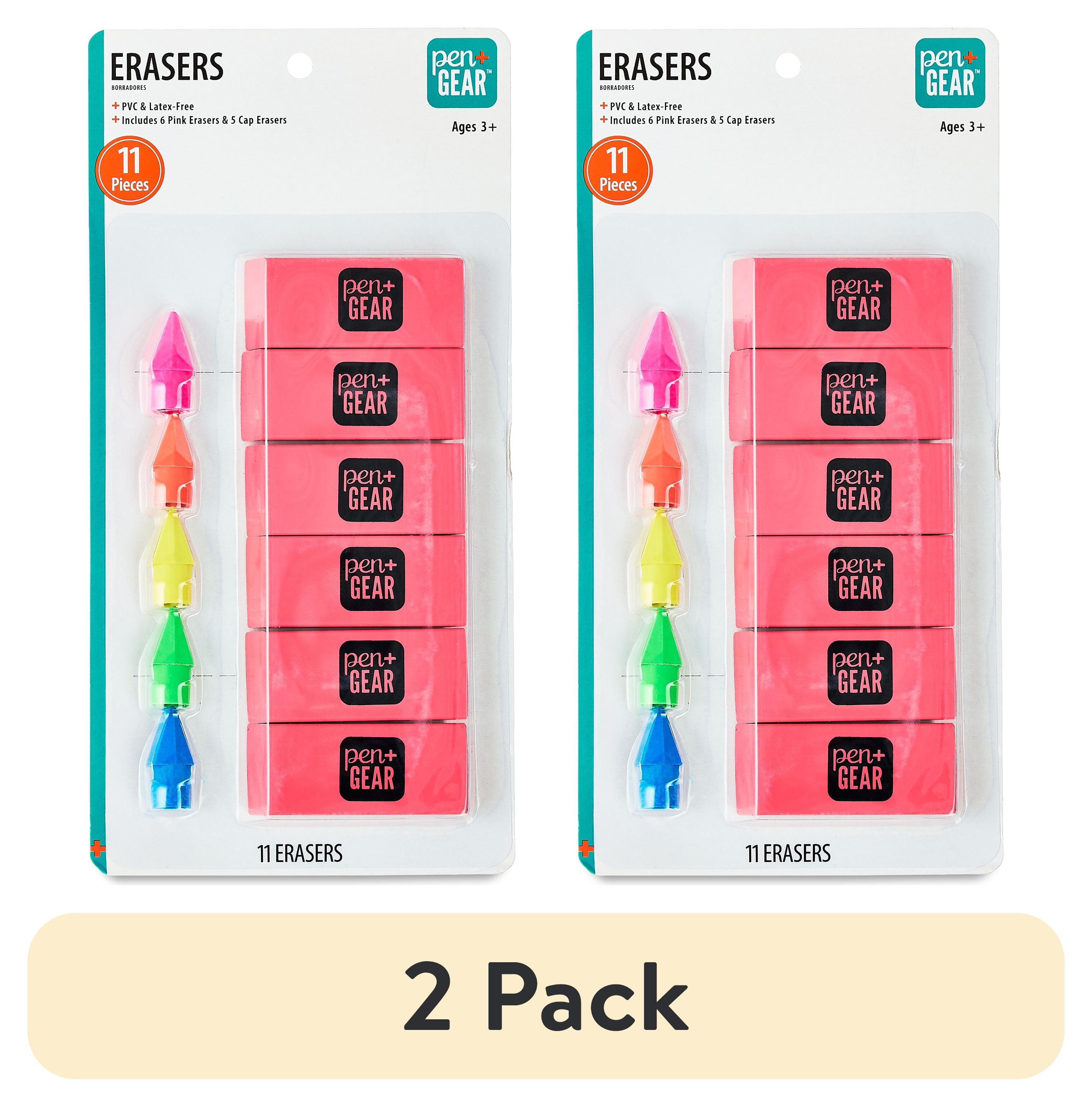 (2 pack) Pen+Gear Eraser Combo Pack, 11 Count – 6 Pink Block Erasers ...