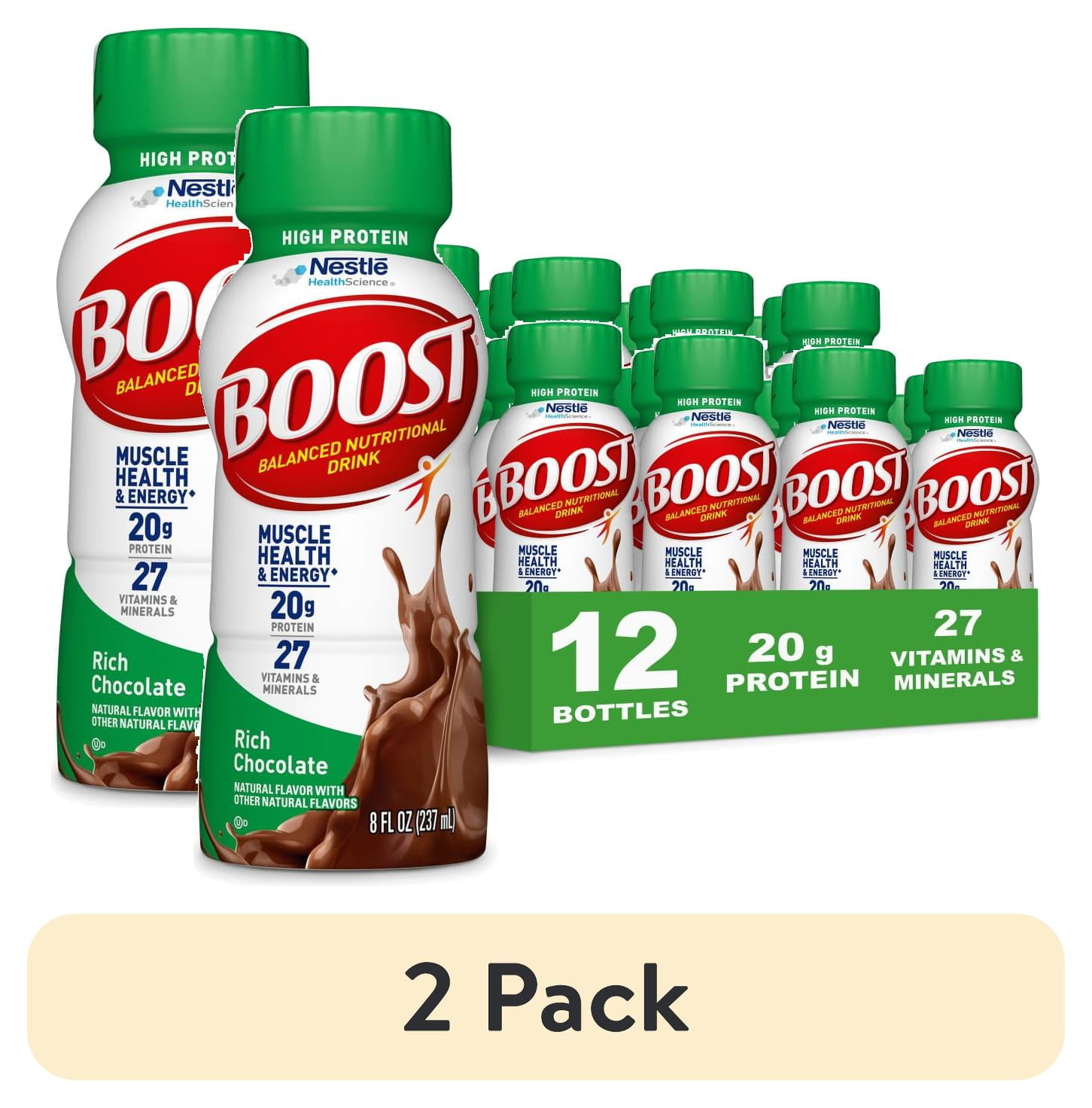 (2 pack) BOOST High Protein Nutritional Drink, Rich Chocolate, 20g ...