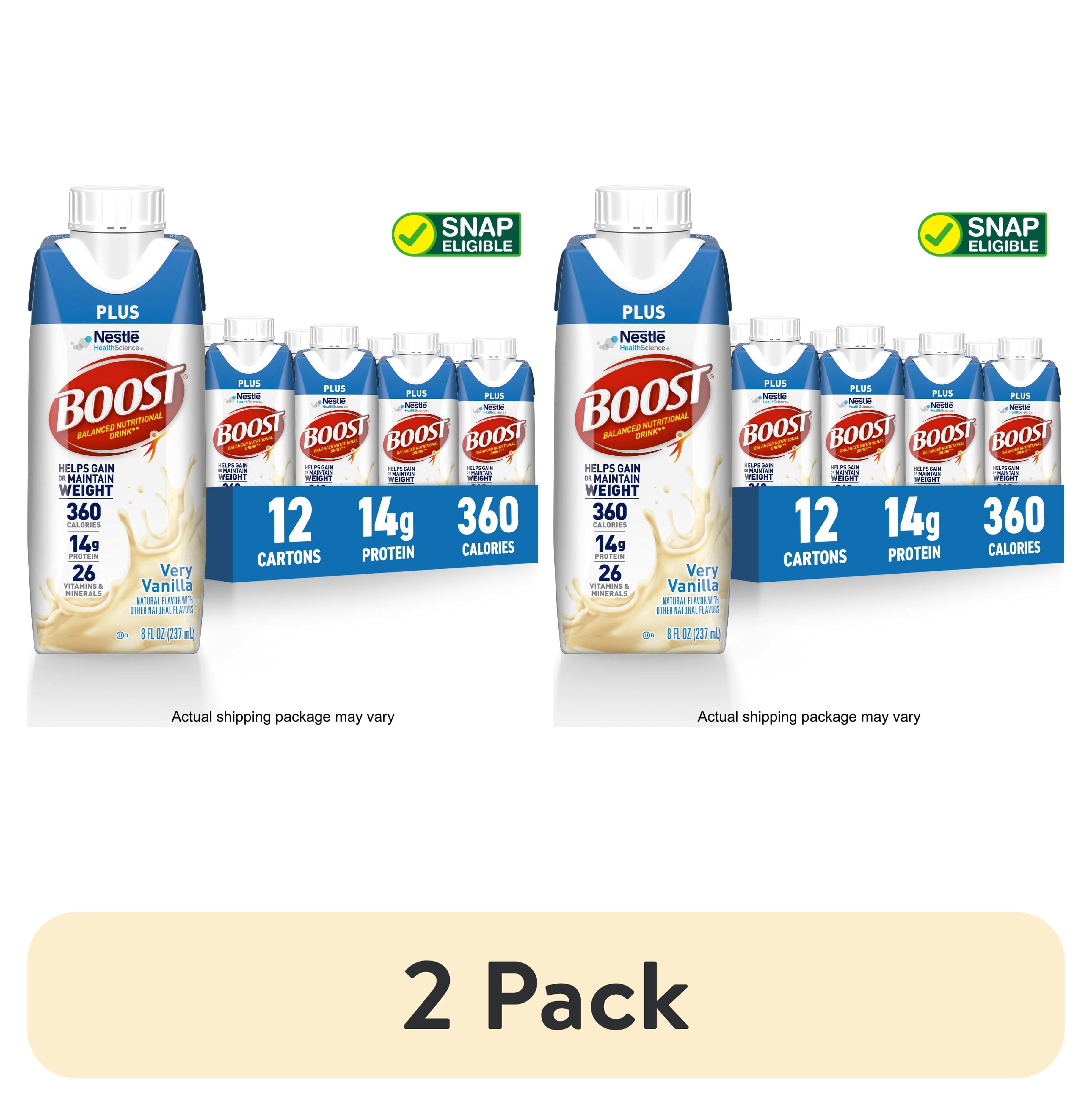 (2 pack) BOOST Plus Nutritional Drink Protein Shakes, Very Vanilla, 8 ...