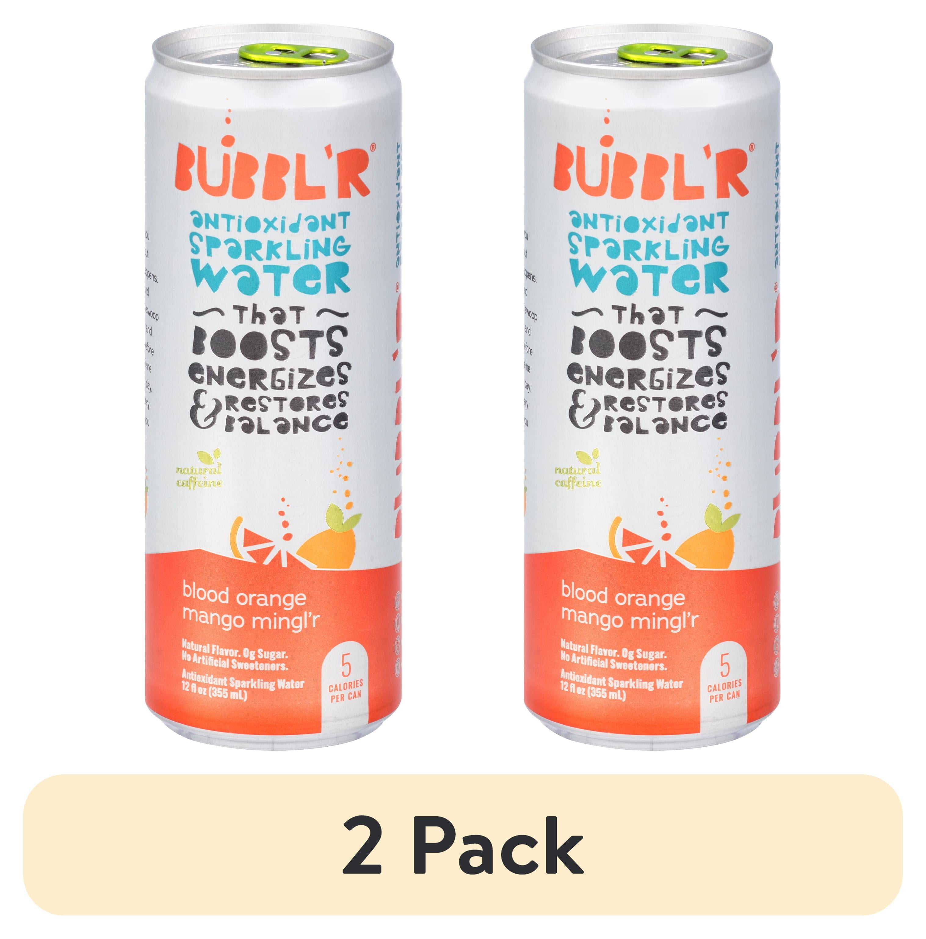 (2 pack) BUBBL'R Antioxidant Sparkling Water, Blood Orange Mango Mingl'r, 12 fl oz Can - Walmart.com