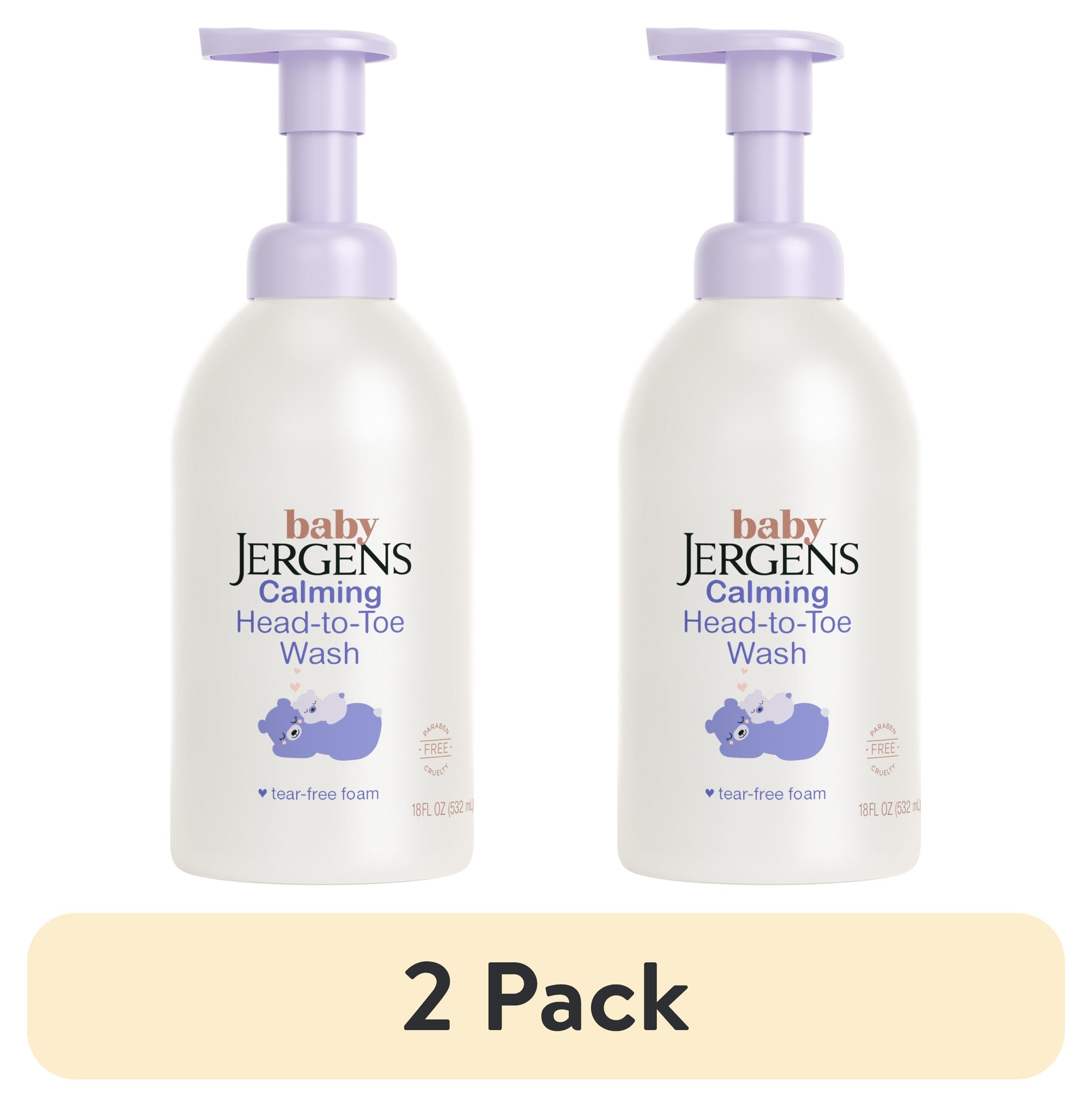 (2 pack) Baby Jergens Calming Head-to-Toe Foaming Wash, Tear-free Baby Shampoo and Body Wash, 18 ...