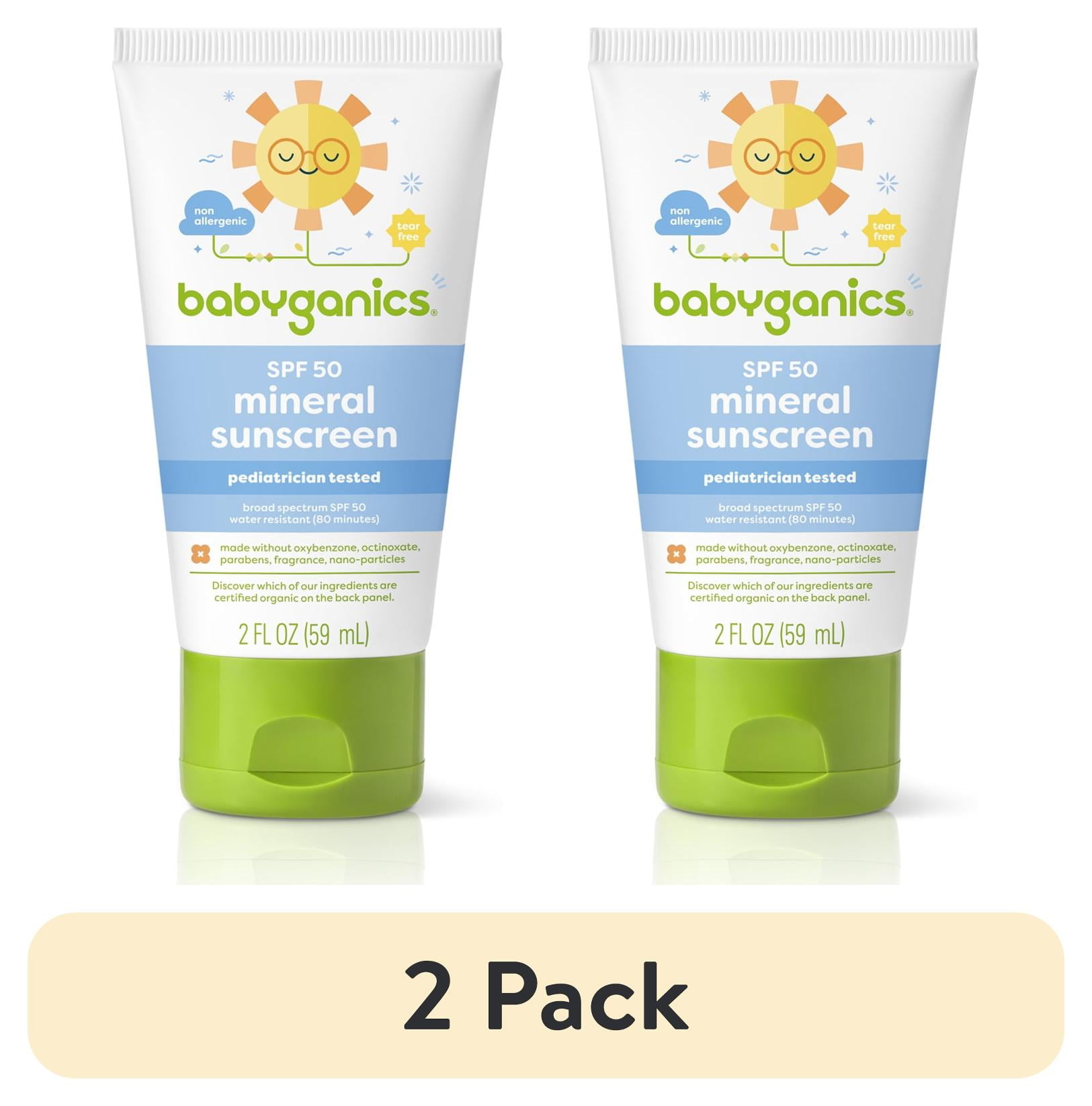 (2 pack) Babyganics Sunscreen Lotion 50 SPF, 2oz - Walmart.com