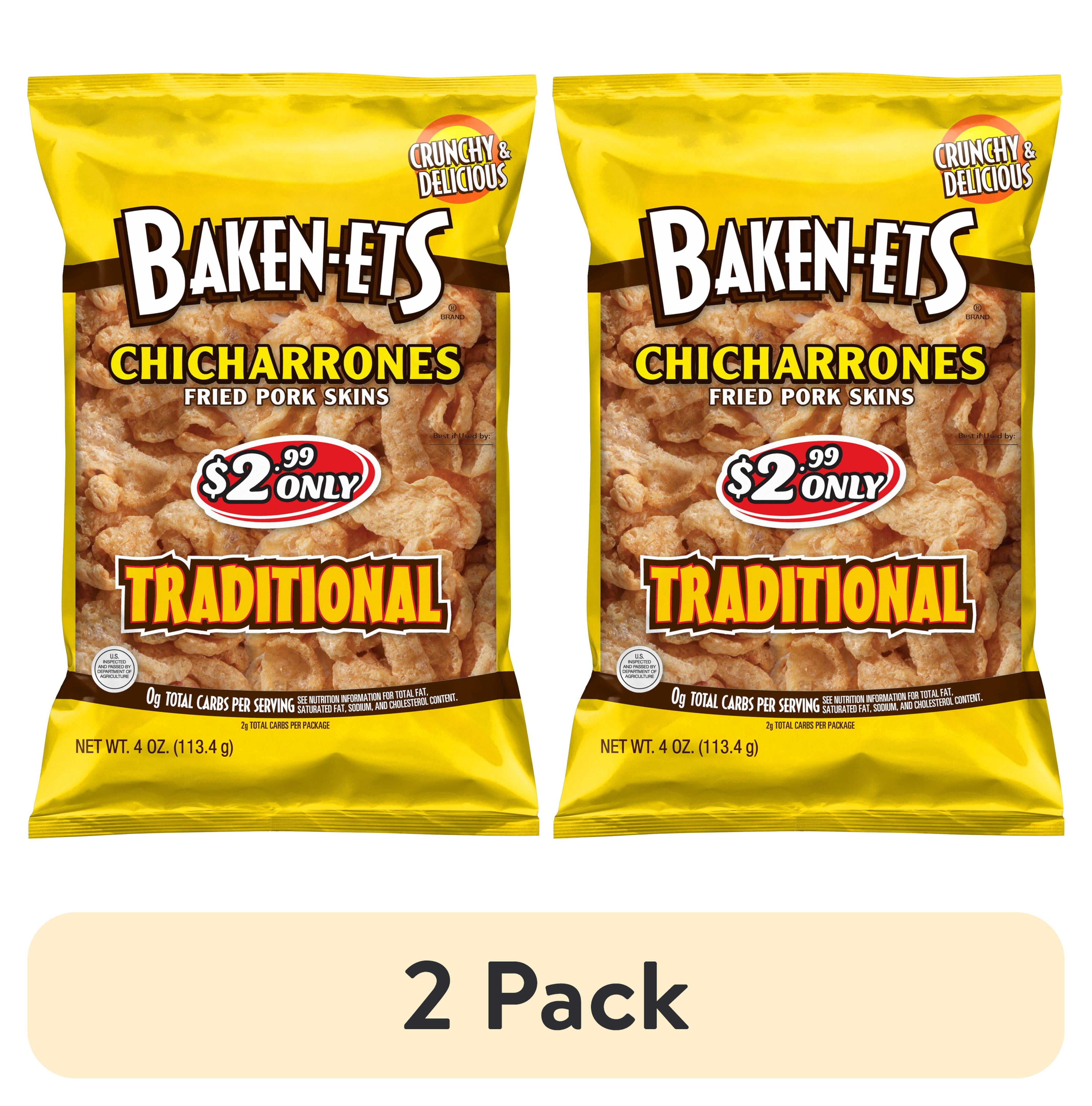 (2 pack) Baken-Ets Traditional Chicharrones Fried Pork Skins, 4 oz ...