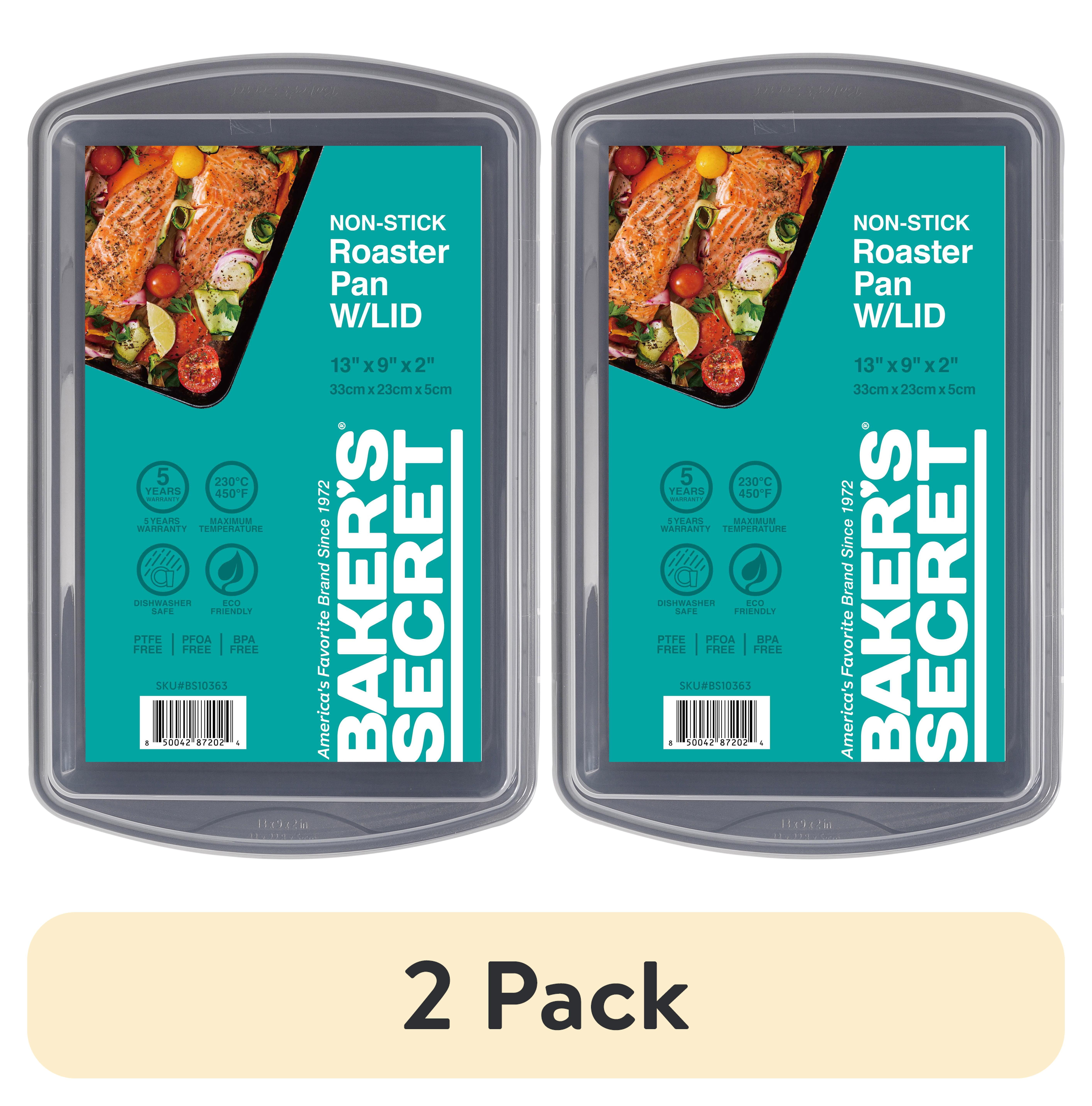 (2 pack) Baker's Secret Nonstick Carbon Steel Covered Cake Pan, 9 x 13 ...