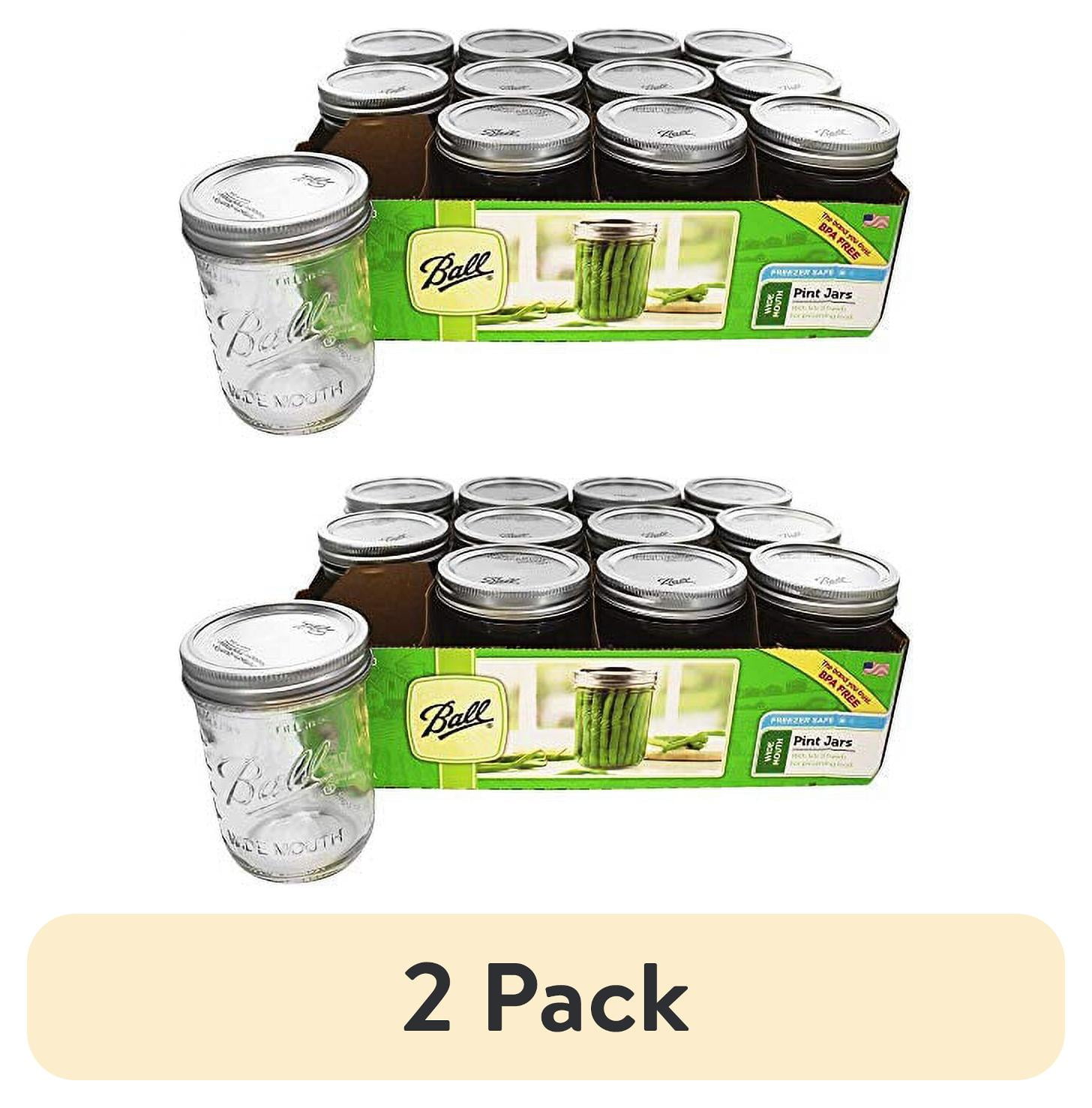 (2 pack) Ball® Wide Mouth Pint 16oz. Glass Mason Jars with Lids and ...