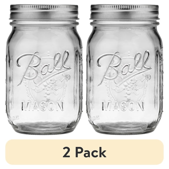 (2 pack) Ball Regular Mouth 16 oz Pint Jar Single, 1 Piece - Walmart.com