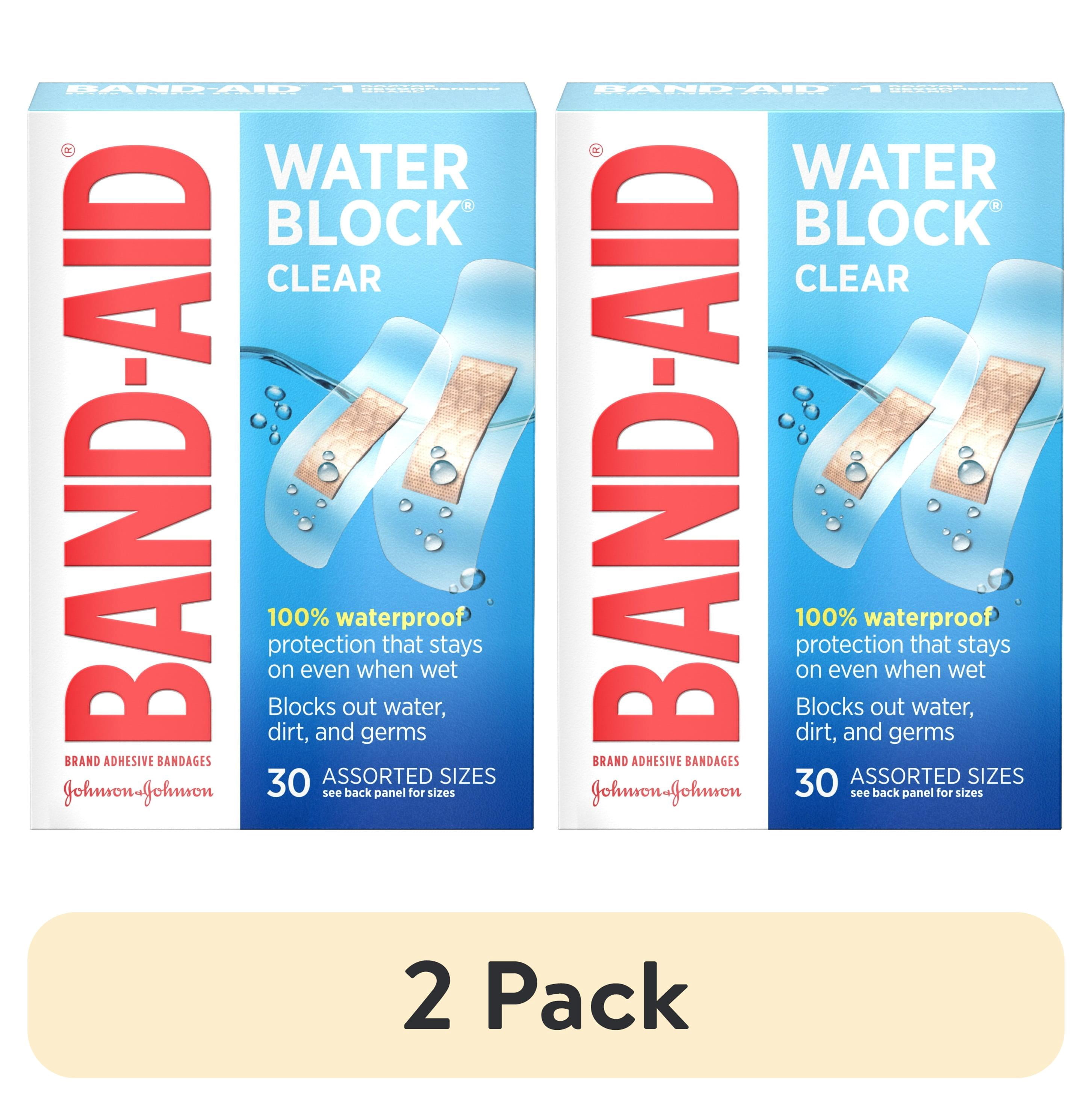 (2 pack) Band-Aid Brand Water Block Clear Waterproof Adhesive Bandages ...