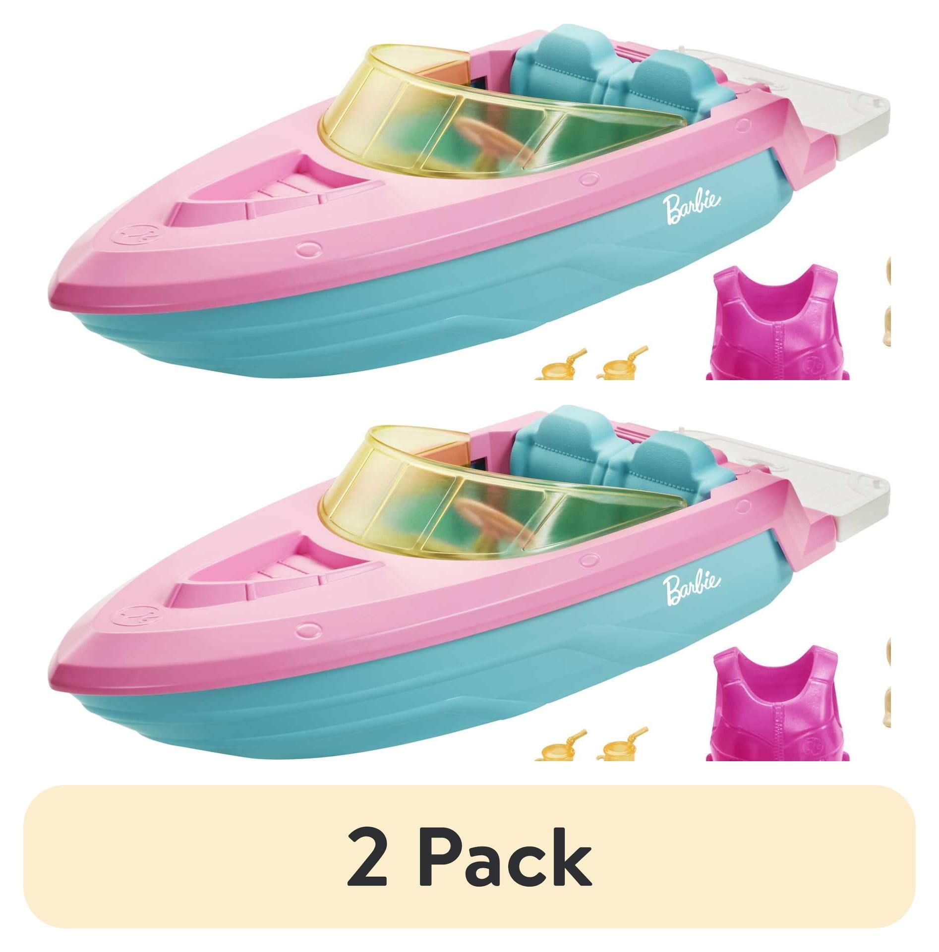 (2 pack) Barbie Toy Boat Set with Puppy, Life Vest and Beverage ...