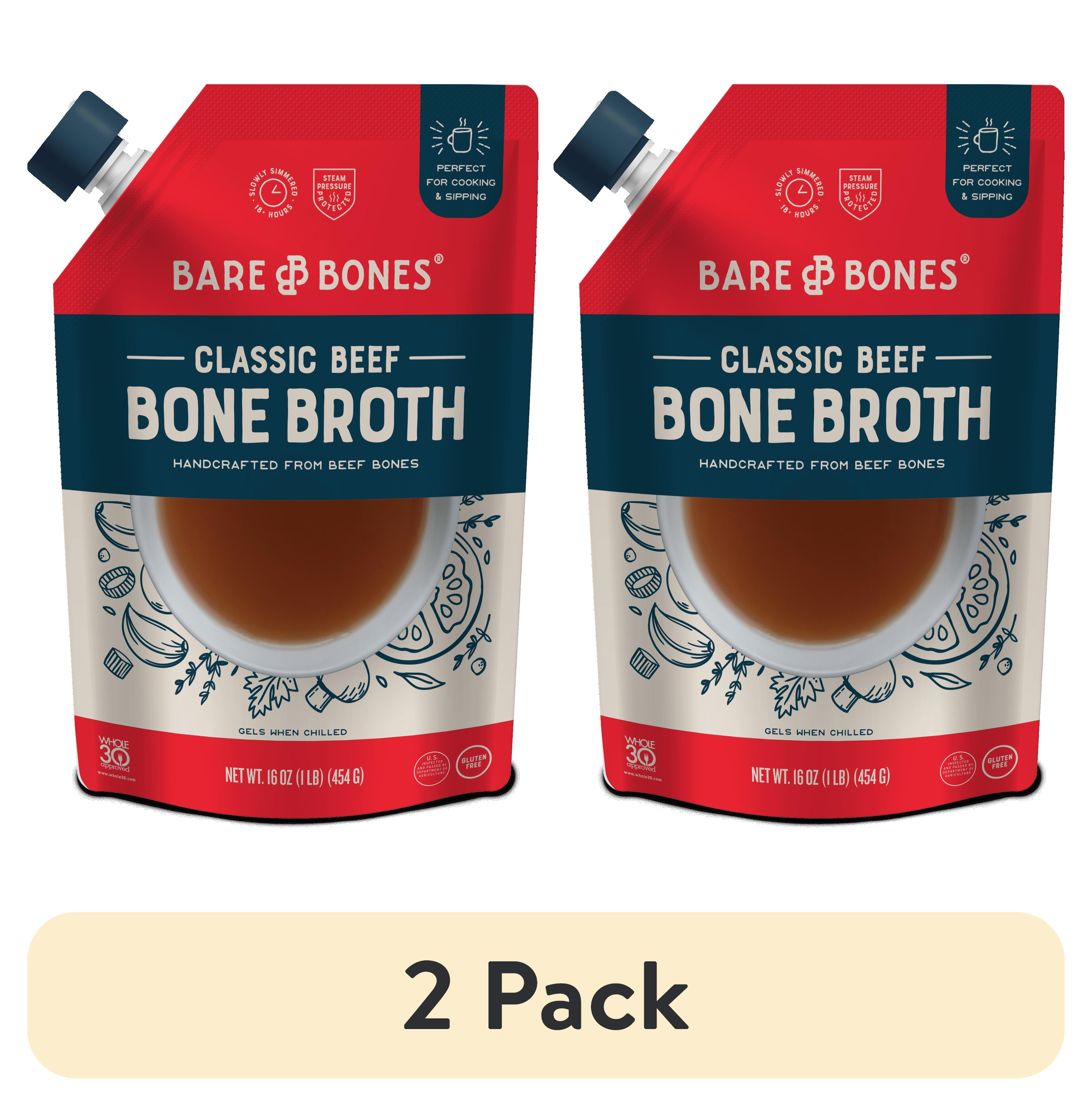 (2 pack) Bare Bones New Liquid Beef Bone Broth, 100% Grass-fed, Protein ...