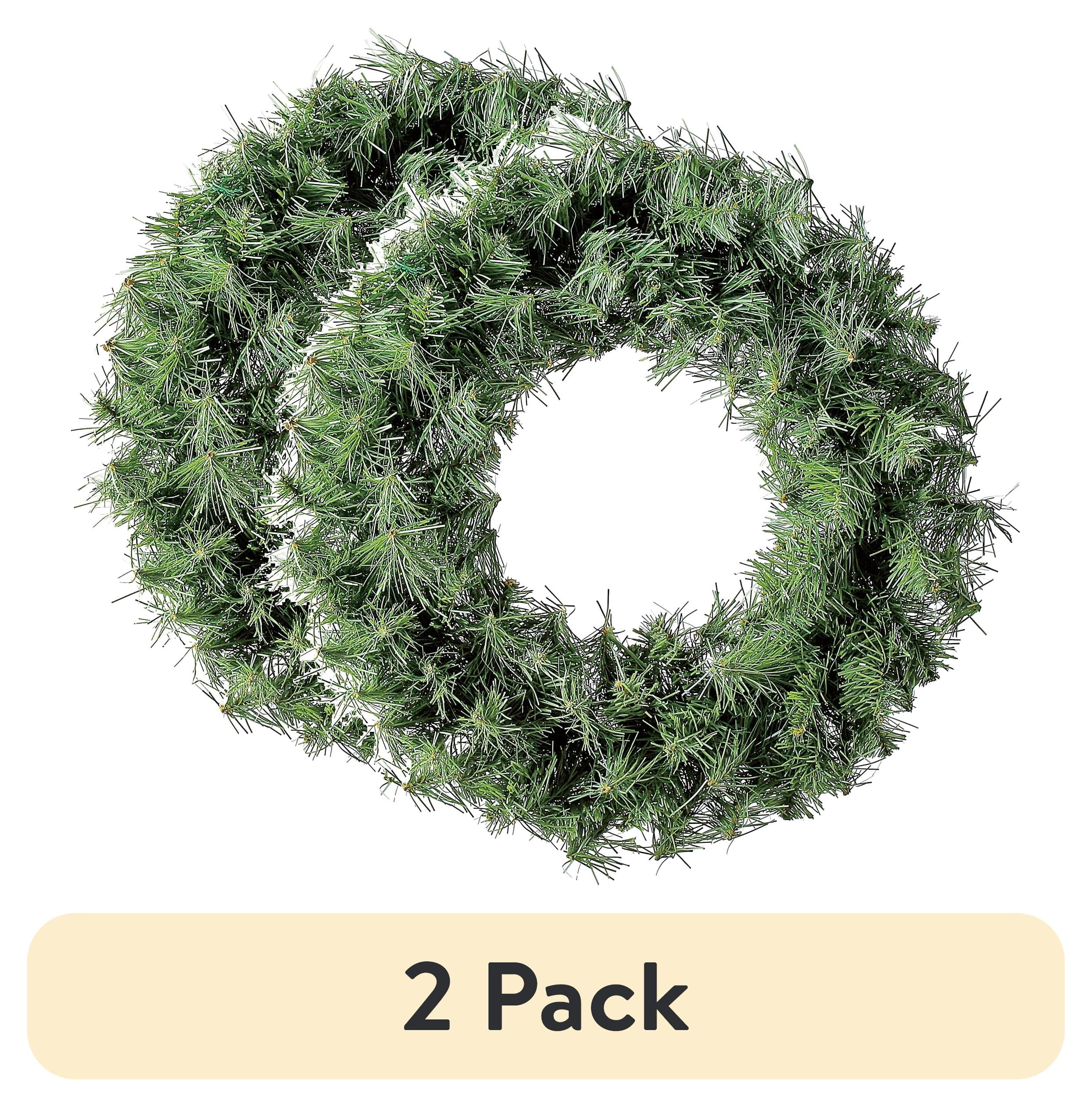 (2 pack) Basic Artificial Christmas Wreath, 20 in, by Holiday Time ...