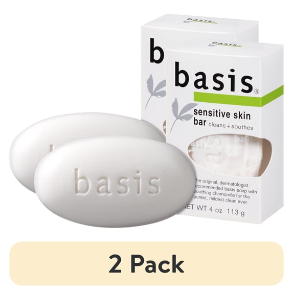 (2 pack) Basis Sensitive Skin Bar Soap, Unscented Soap Bar for ...