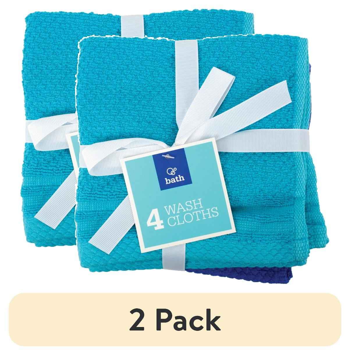 (2 pack) Bath 100% Cotton Washcloth Bundle, Multi Color (4 count ...